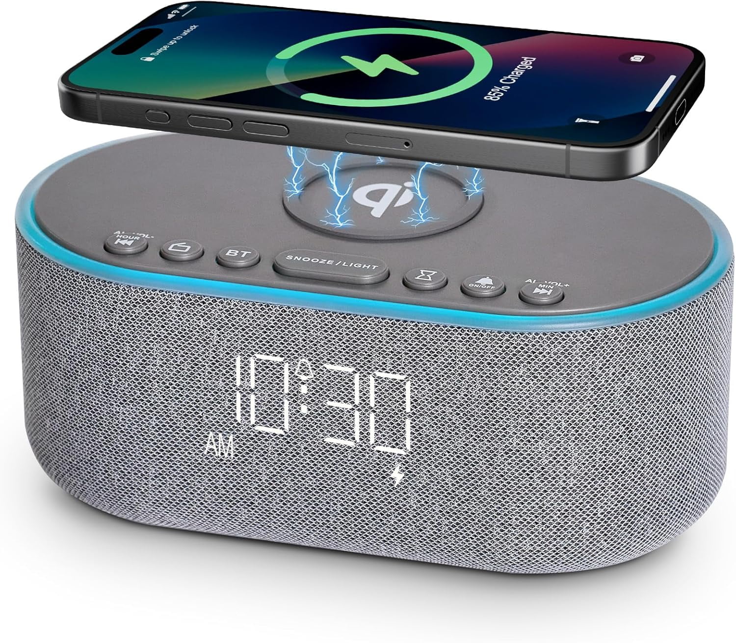 Wireless Charging Alarm Clock Radio: Qi Certified Fast Wireless Charger ...