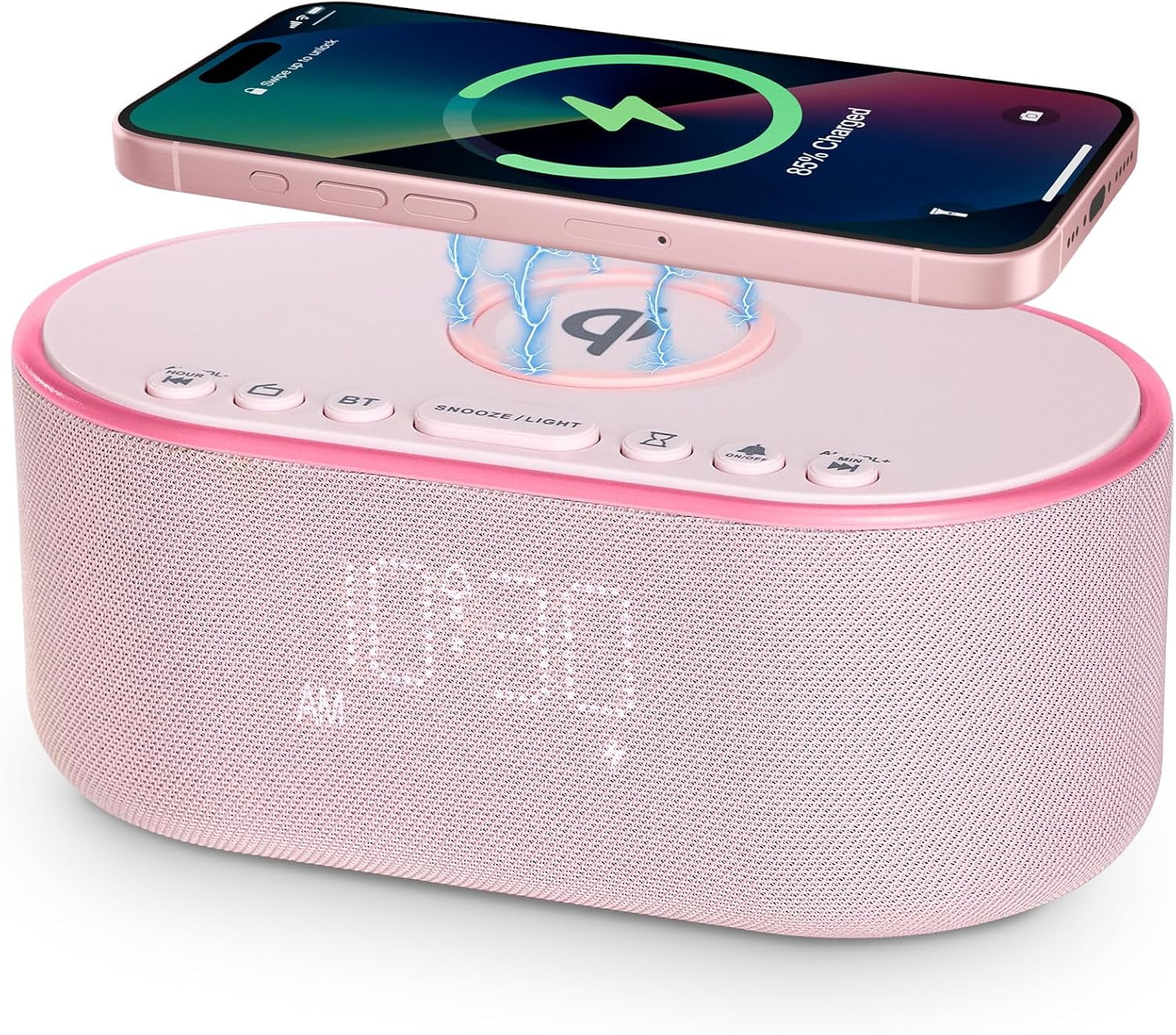 Wireless Charging Alarm Clock Radio: Qi Certified Fast Wireless Charger ...