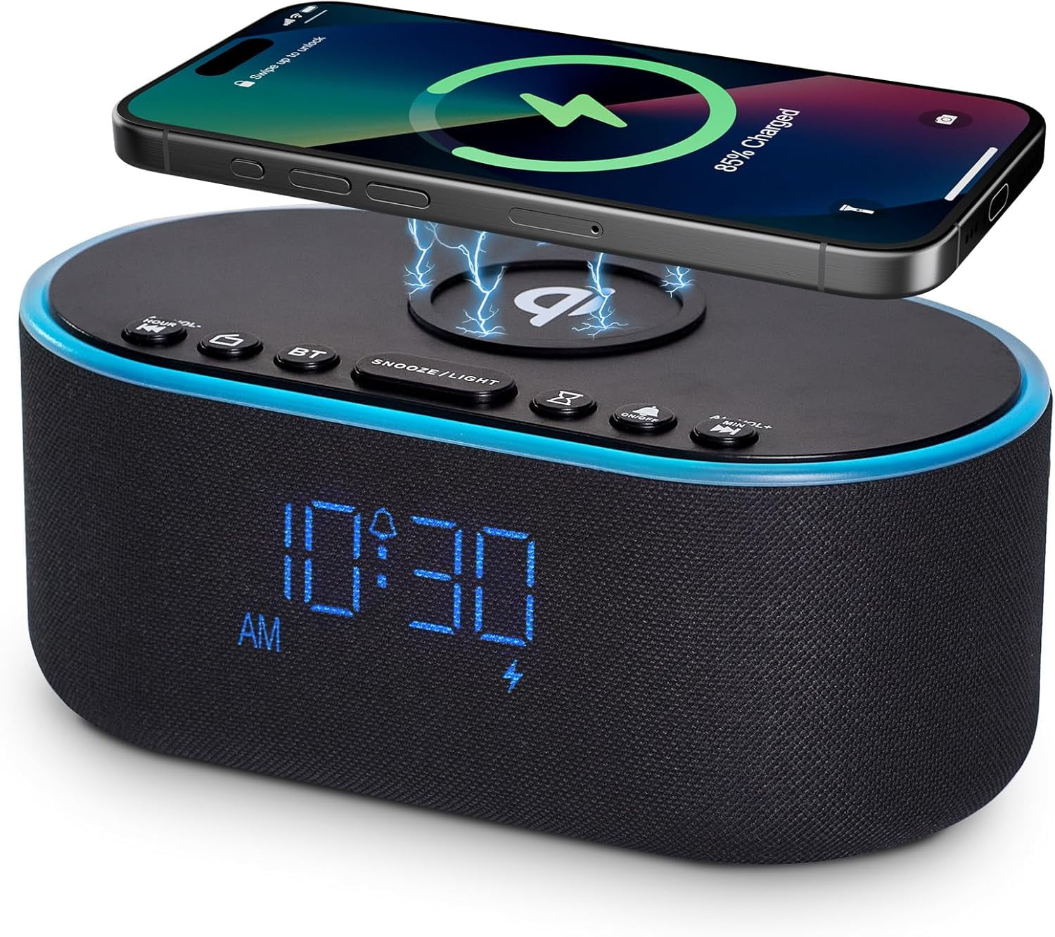 Wireless Charging Alarm Clock Radio: Qi Certified Fast Wireless Charger ...