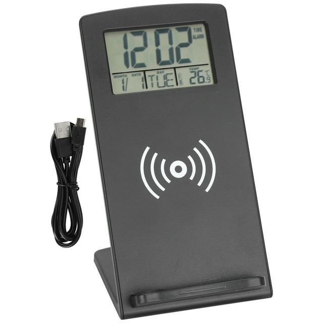 EseeAier Wireless Charging Alarm Clock Time Date Week Temperature ...