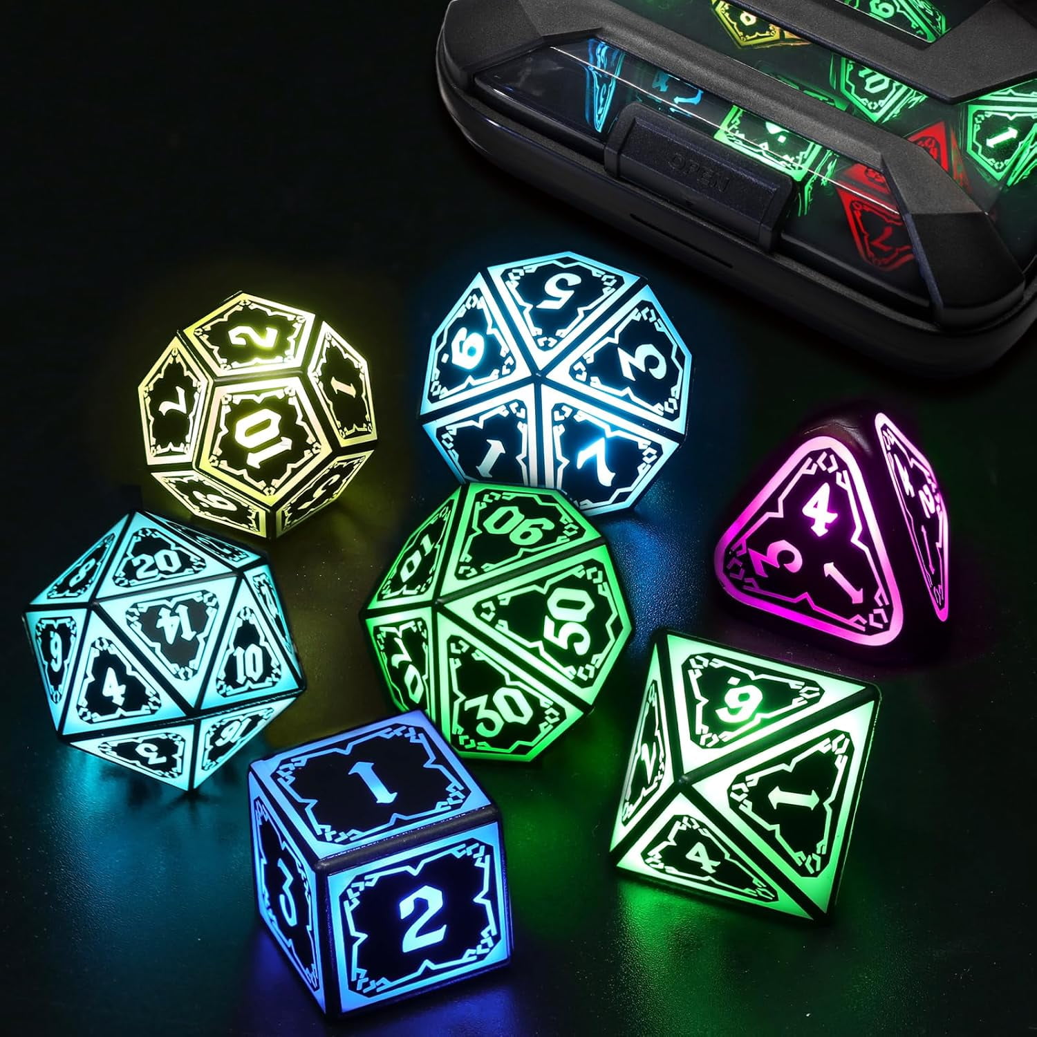 Wireless Charging DND Dice, Light Up D&D Dice Set with Charging Box LED ...