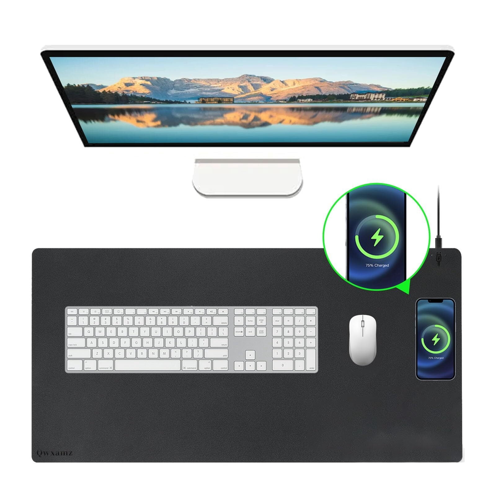 Wireless Charging Mouse Pad 15W Desktop Mat with Wireless Charger 15W ...