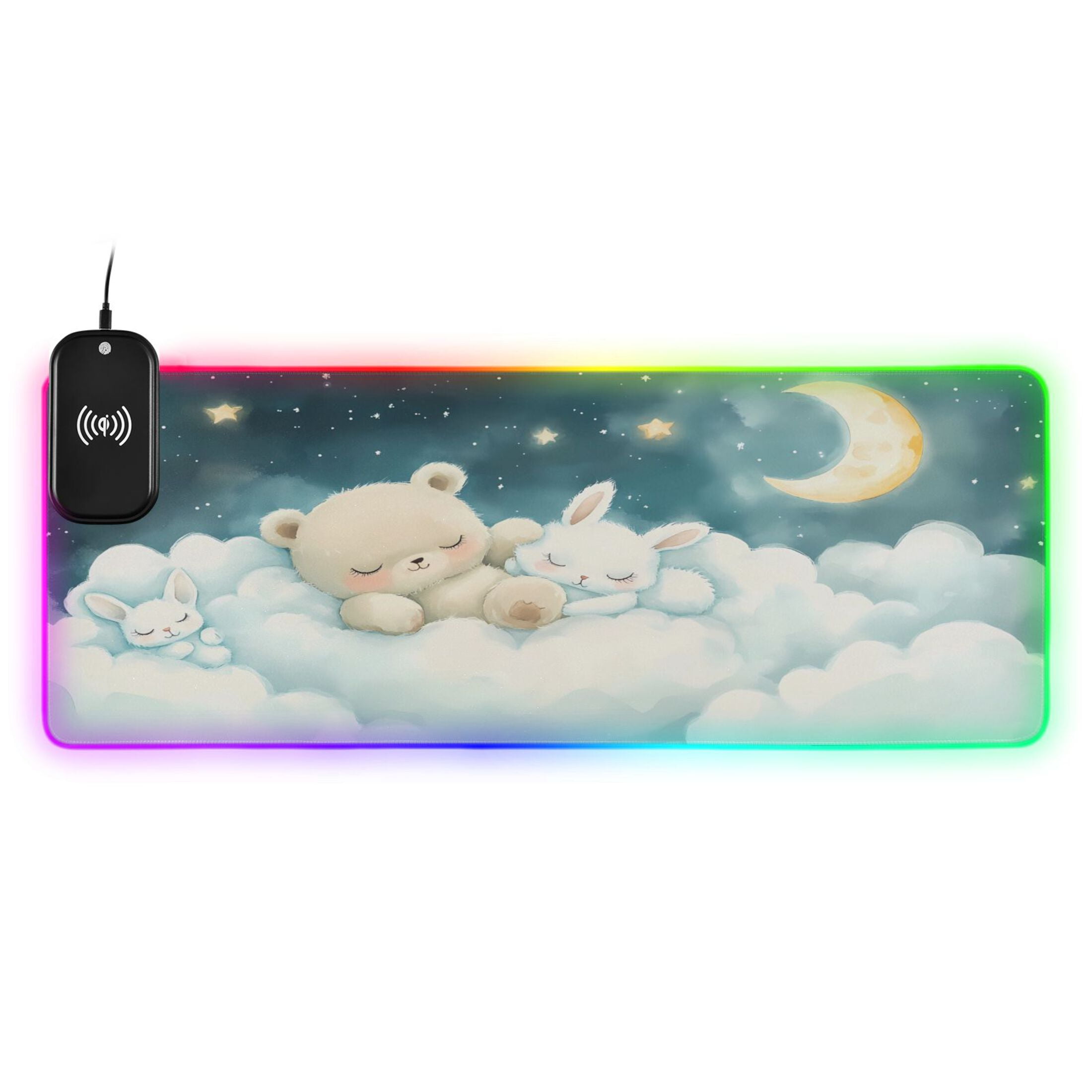 Wireless Charging Mouse Pad Large RGB Gaming Desk Mat 13 Light Modes ...