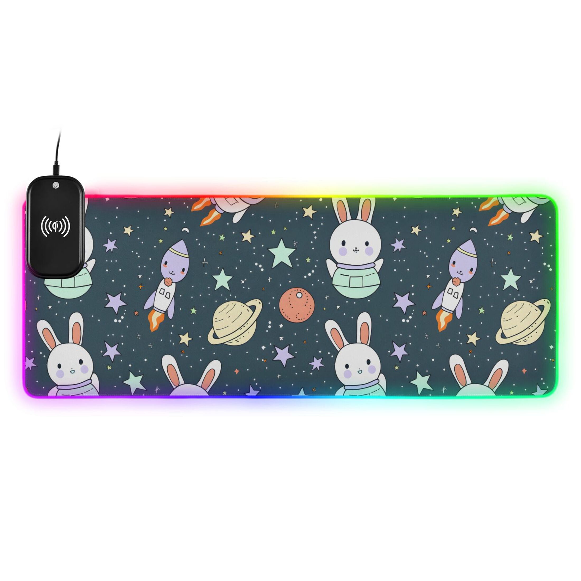 Wireless Charging Mouse Pad Large RGB Gaming Desk Mat 13 Light Modes ...