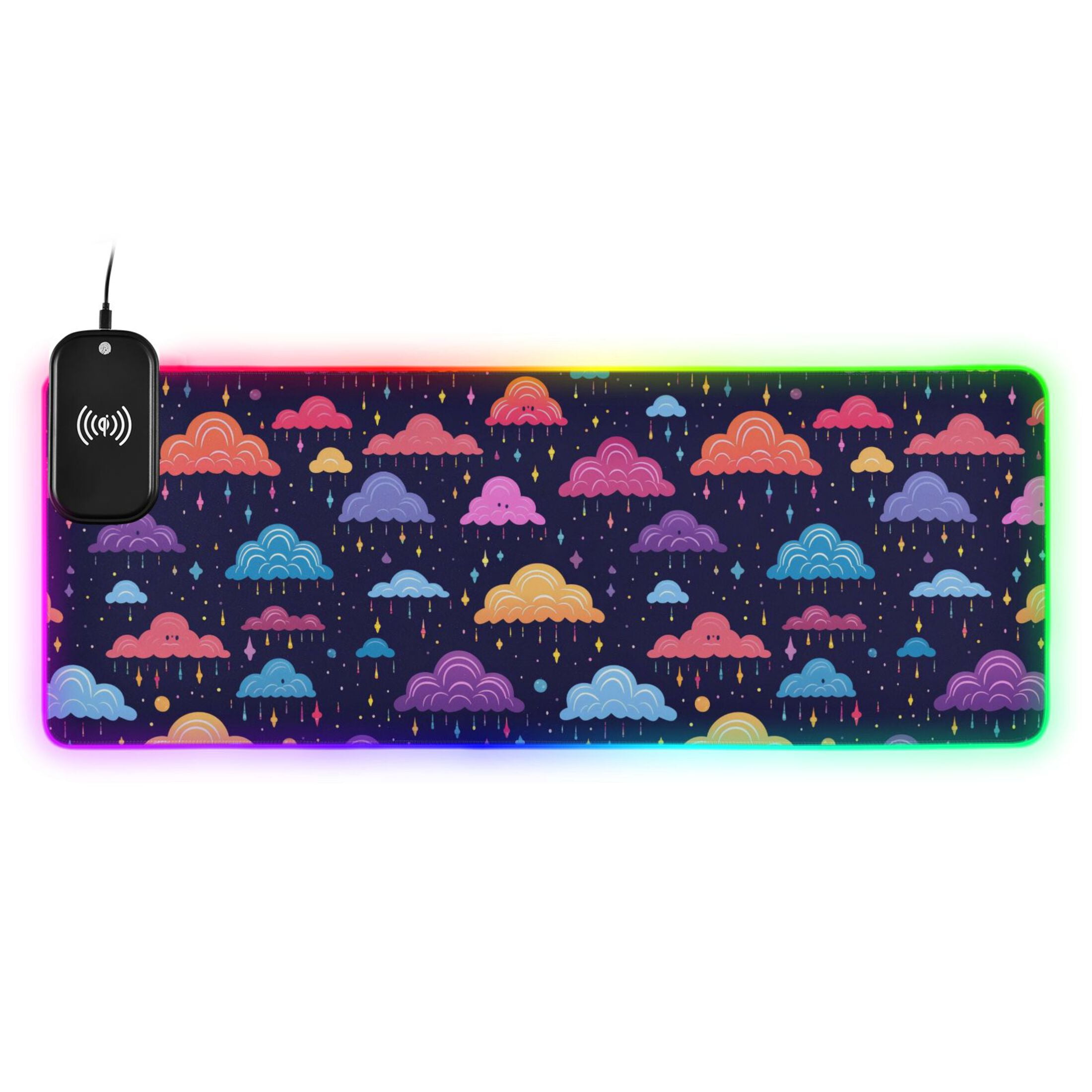 Wireless Charging Mouse Pad Large RGB Gaming Desk Mat 13 Light Modes ...