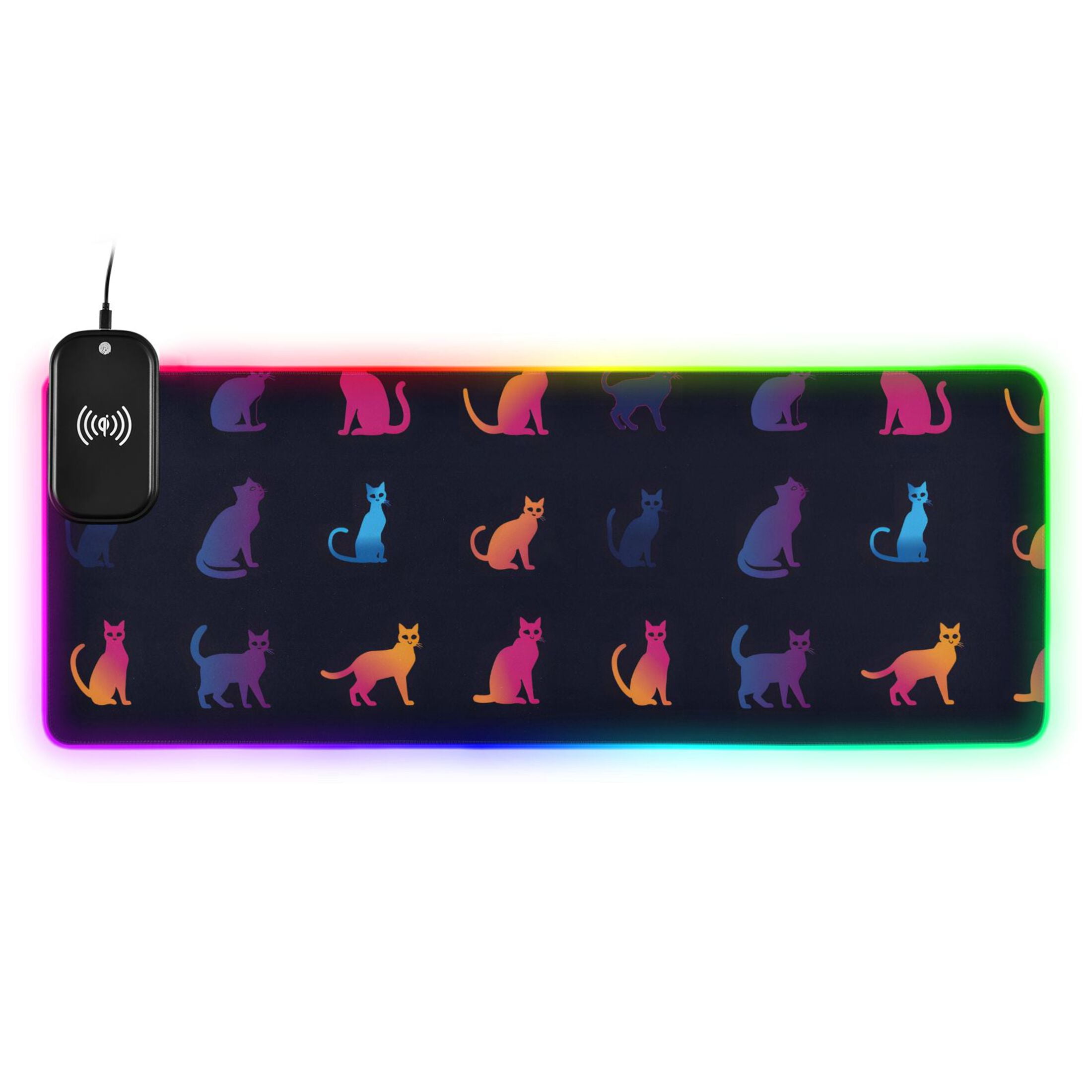 Wireless Charging Mouse Pad Large RGB Gaming Desk Mat 13 Light Modes ...