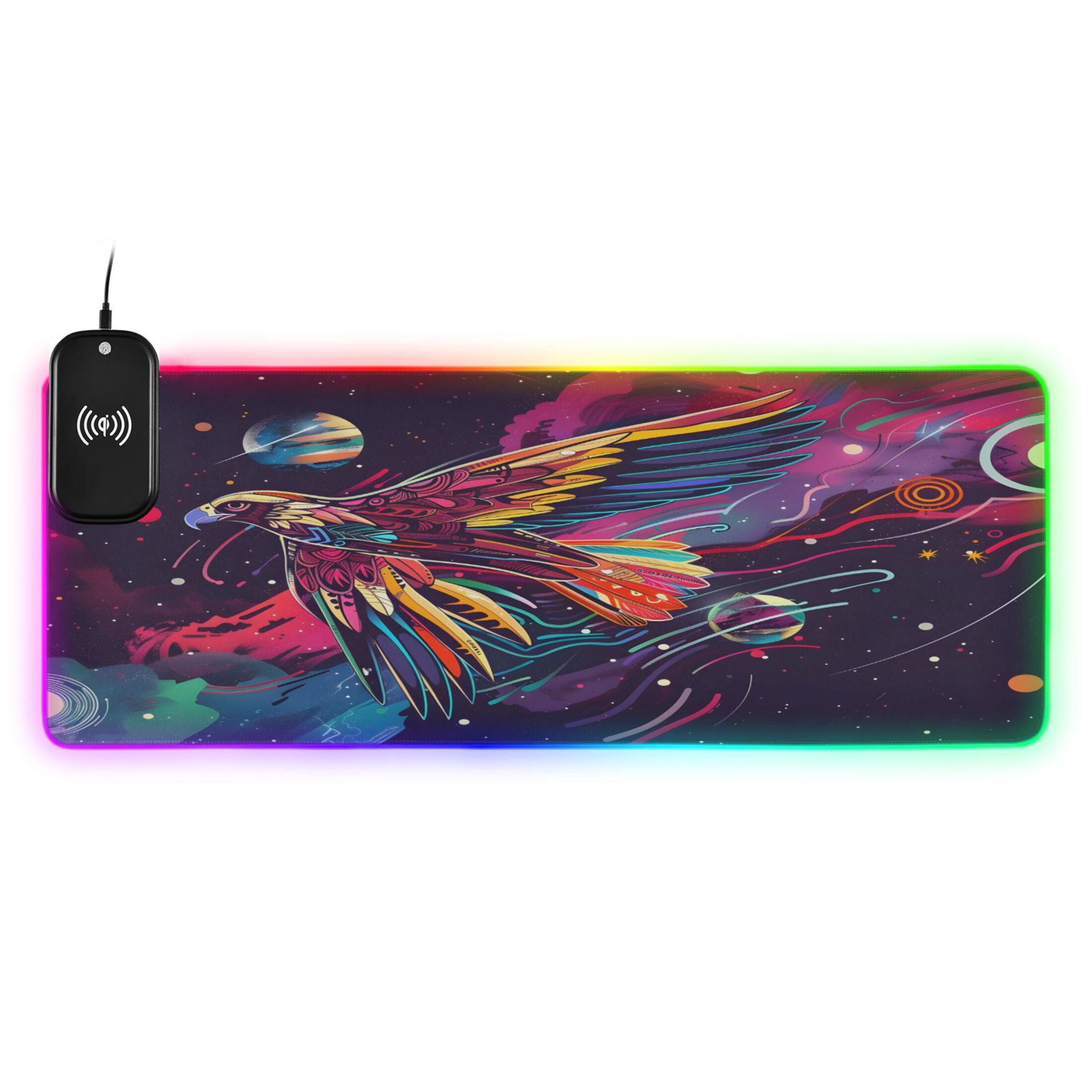 Wireless Charging Mouse Pad Large RGB Gaming Desk Mat 13 Light Modes ...