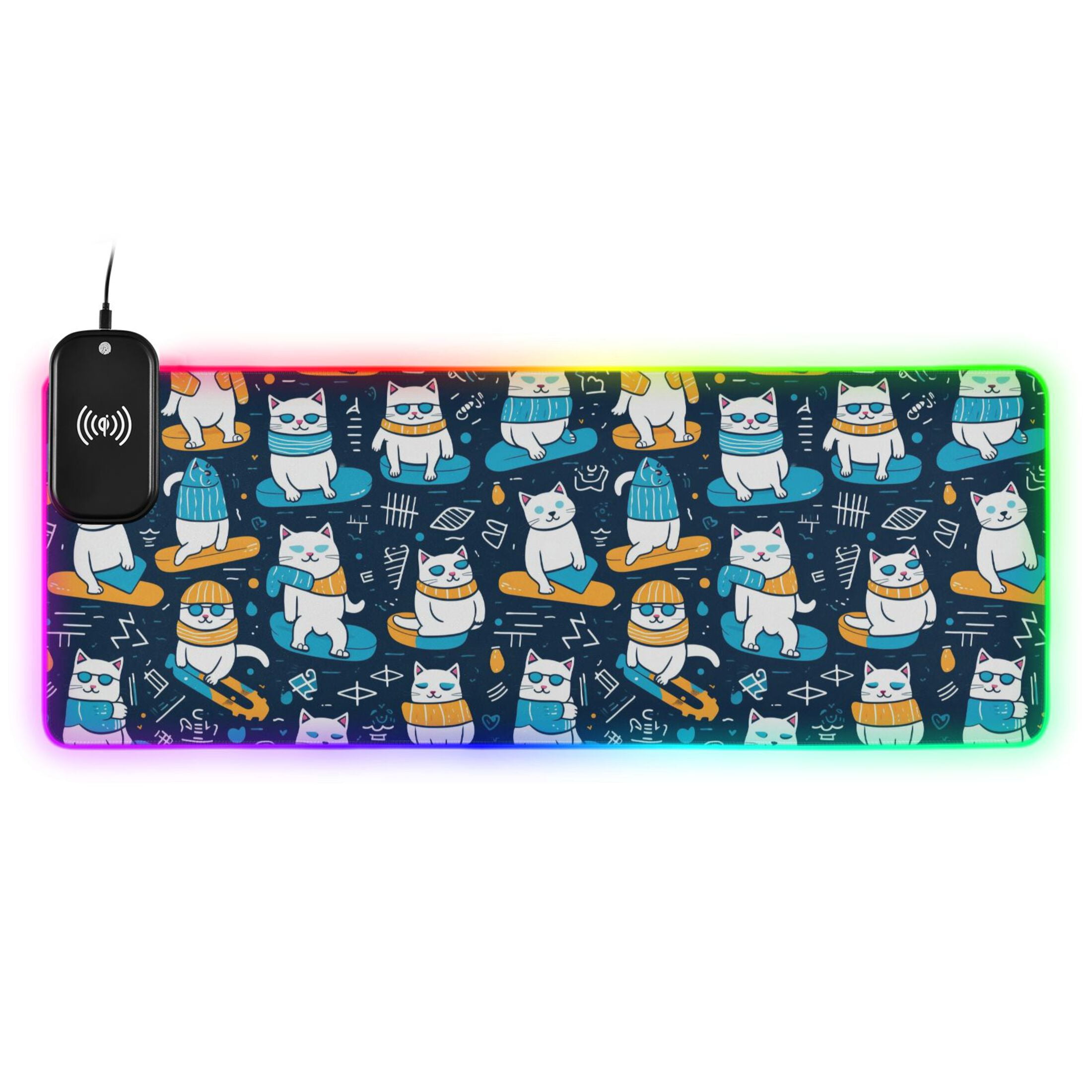 Wireless Charging Mouse Pad Large RGB Gaming Desk Mat 13 Light Modes ...