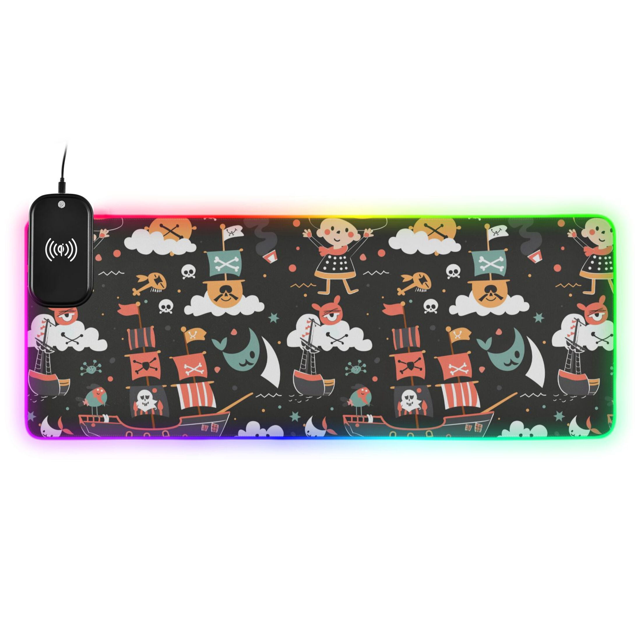 Wireless Charging Mouse Pad Large RGB Gaming Desk Mat 13 Light Modes ...