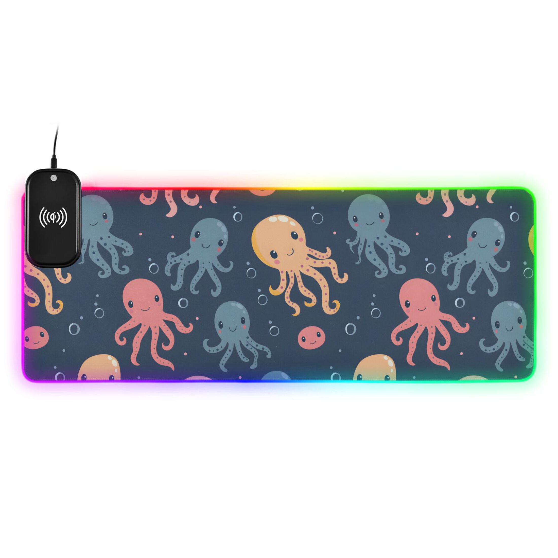 Wireless Charging Mouse Pad Large RGB Gaming Desk Mat 13 Light Modes ...