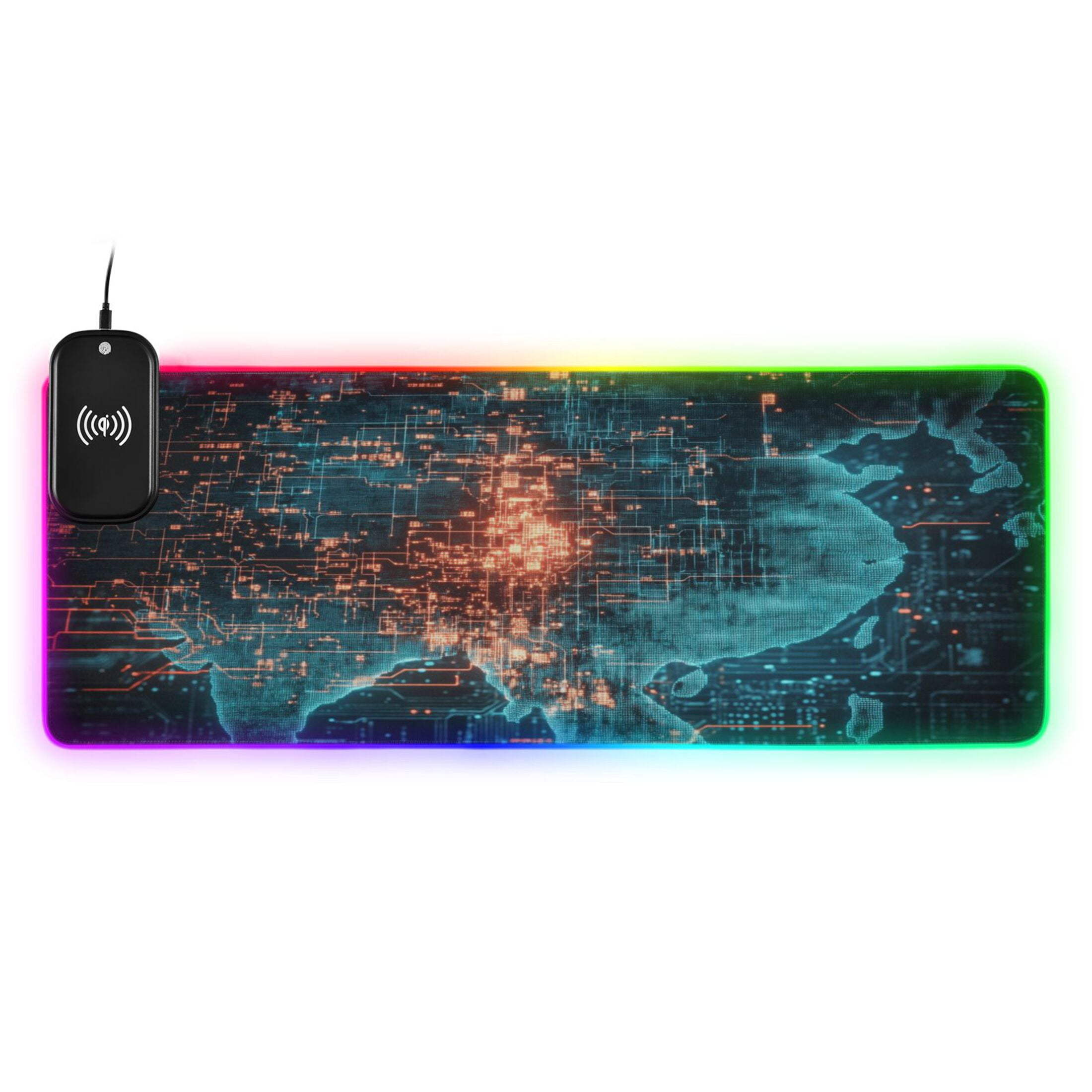 Wireless Charging Mouse Pad Large RGB Gaming Desk Mat 13 Light Modes ...