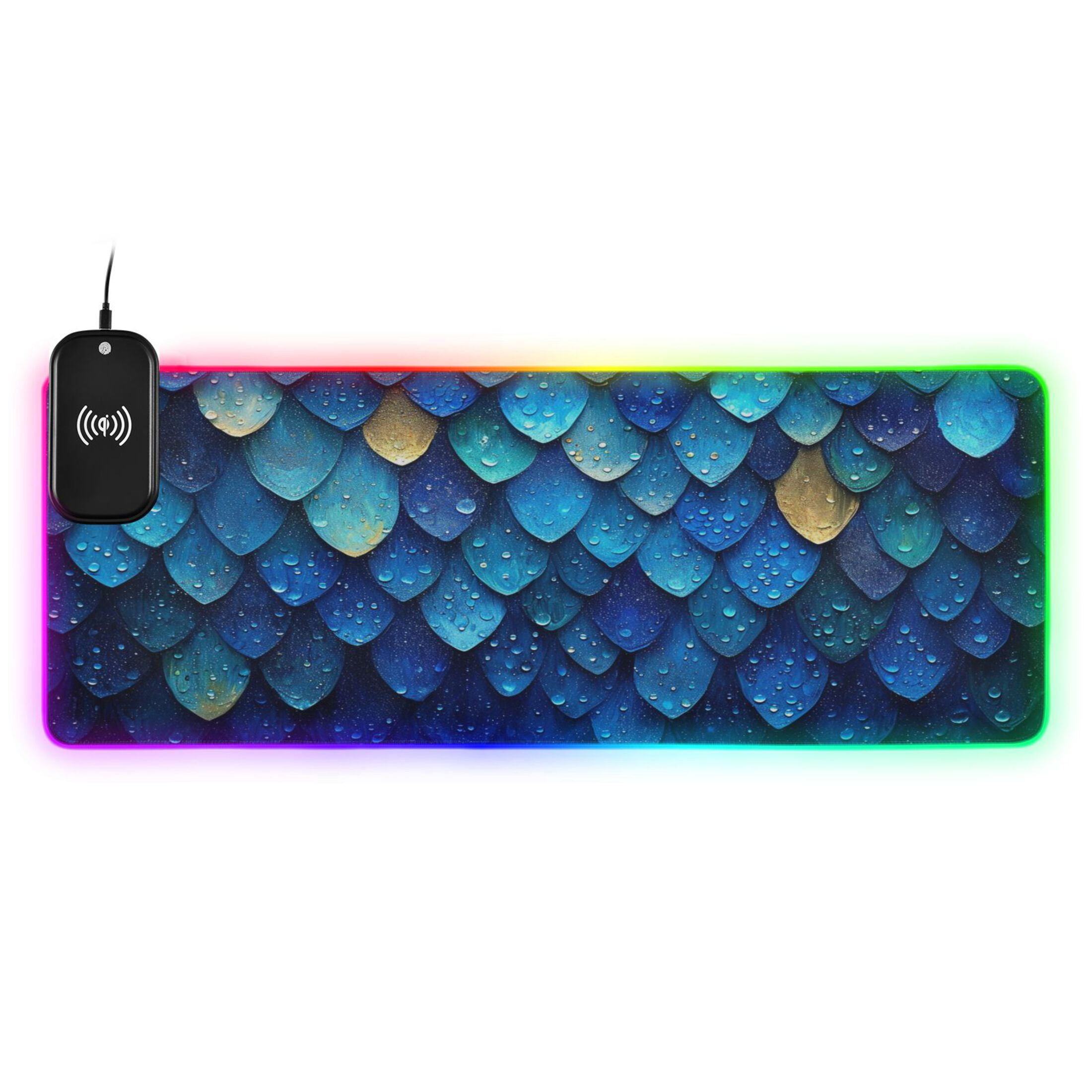 Wireless Charging Mouse Pad Large RGB Gaming Desk Mat 13 Light Modes ...