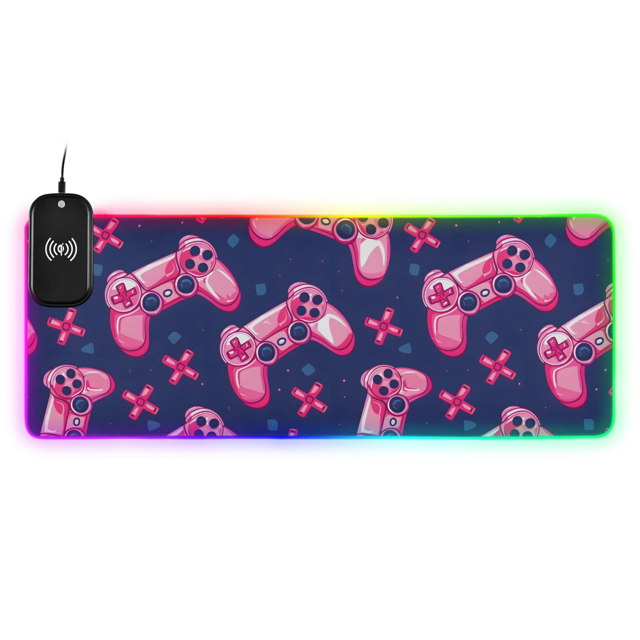 Wireless Charging Mouse Pad Large RGB Gaming Desk Mat 13 Light Modes ...