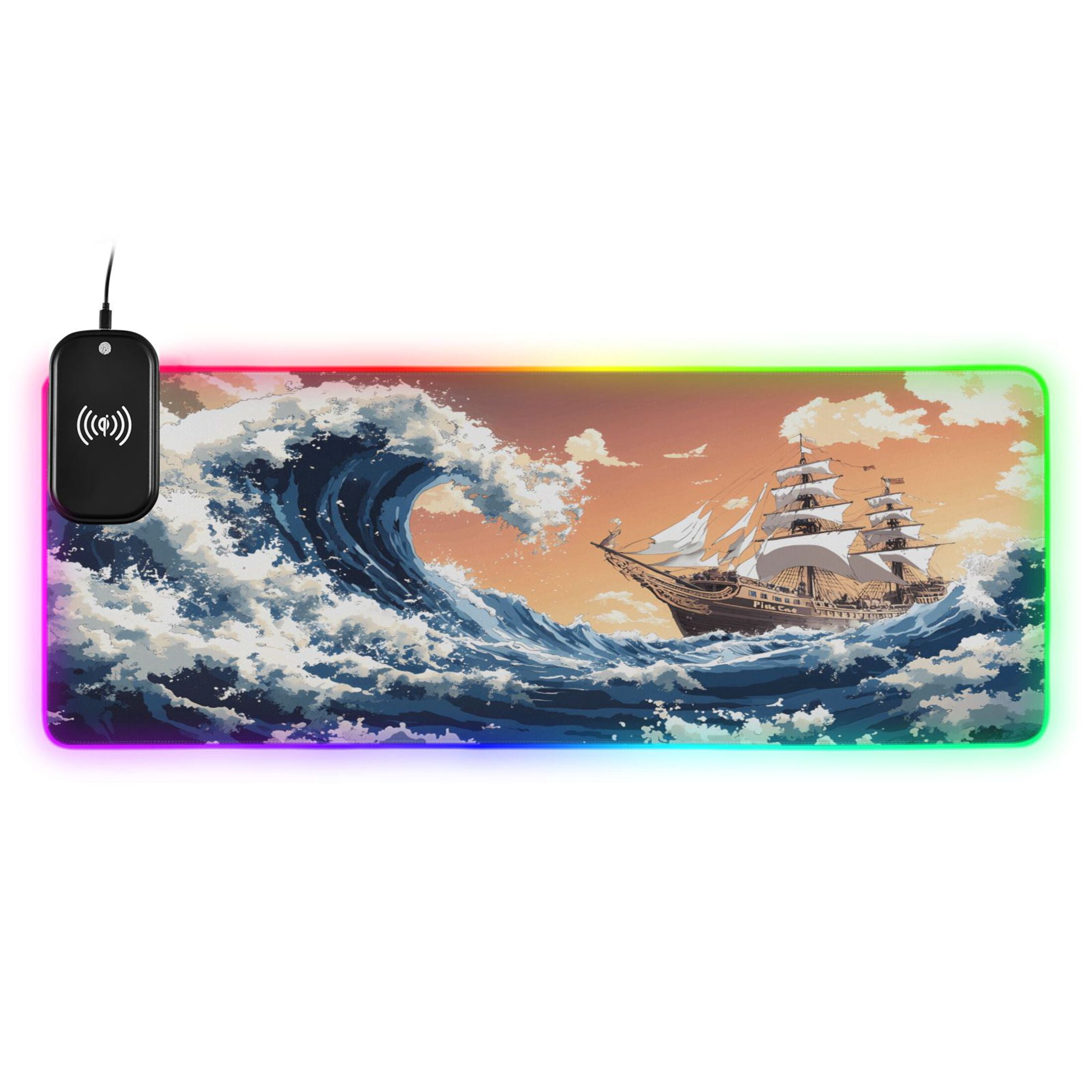 Wireless Charging Mouse Pad Large RGB Gaming Desk Mat 13 Light Modes ...
