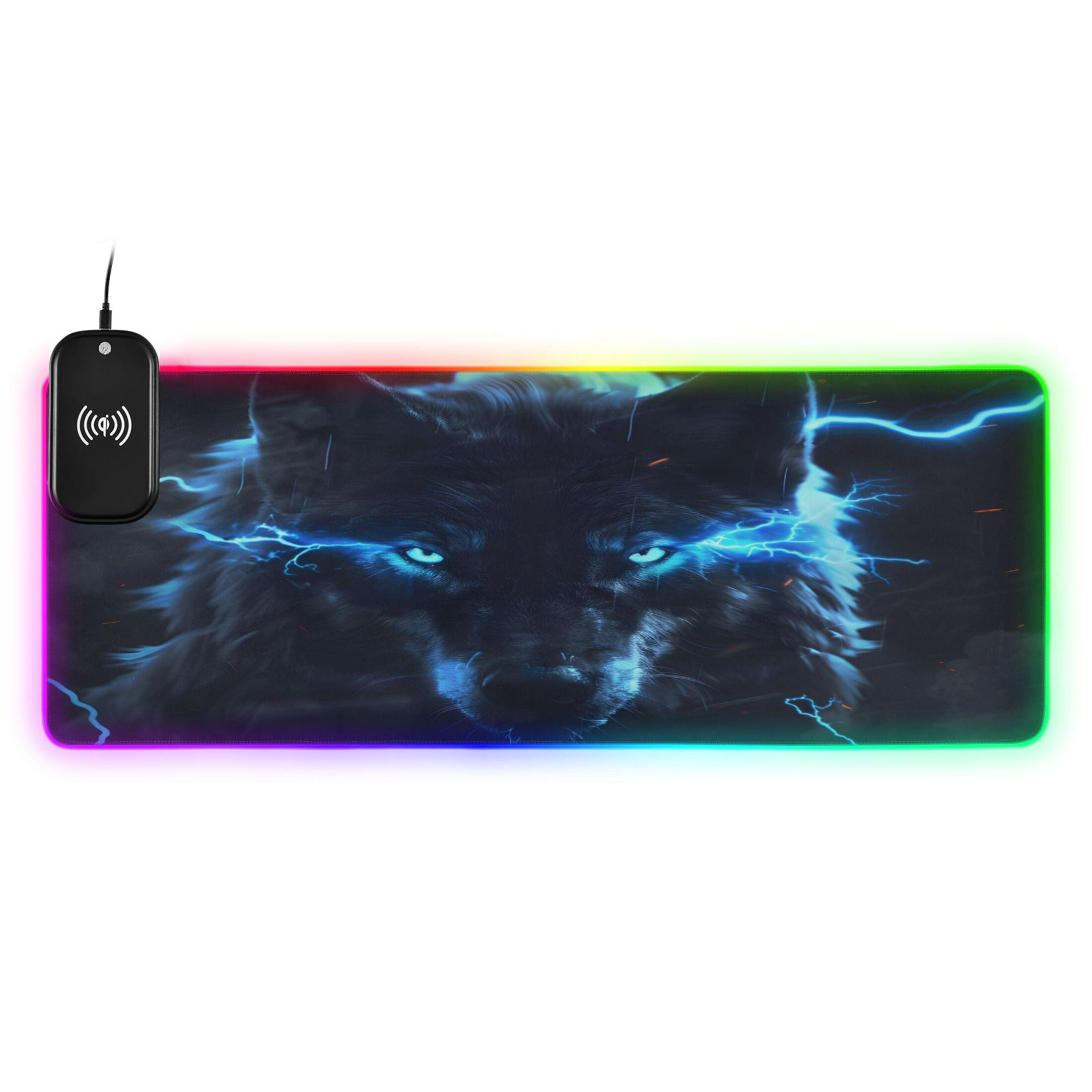 Wireless Charging Mouse Pad Large RGB Gaming Desk Mat 13 Light Modes ...