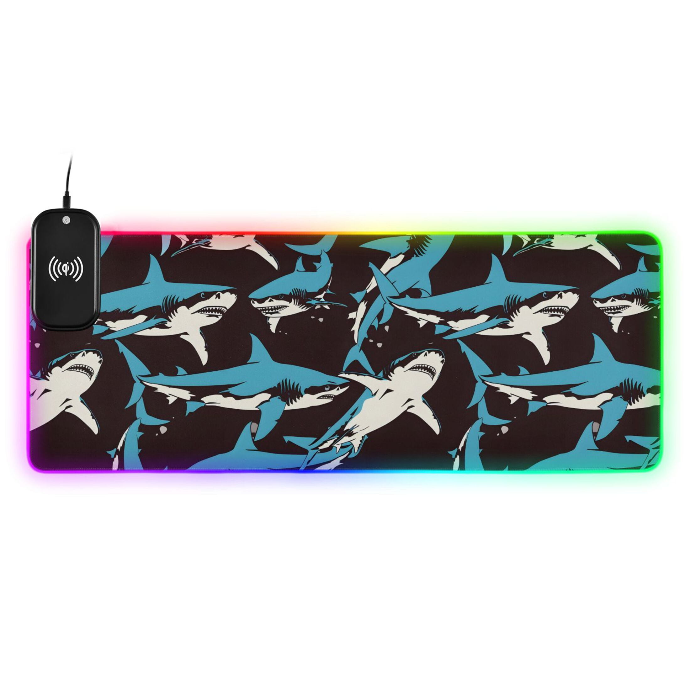 Wireless Charging Mouse Pad Large RGB Gaming Desk Mat 13 Light Modes ...