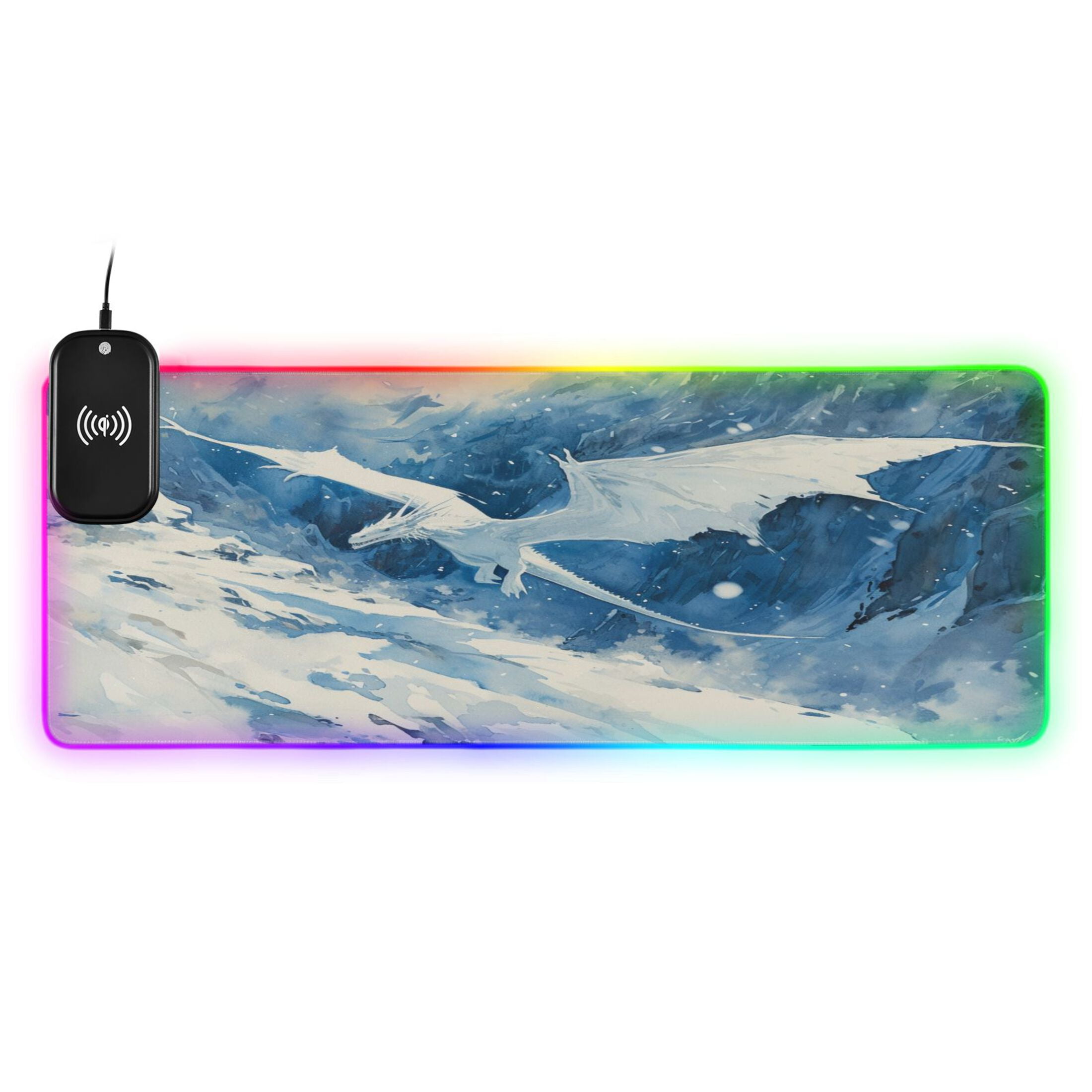 Wireless Charging Mouse Pad Large RGB Gaming Desk Mat 13 Light Modes ...