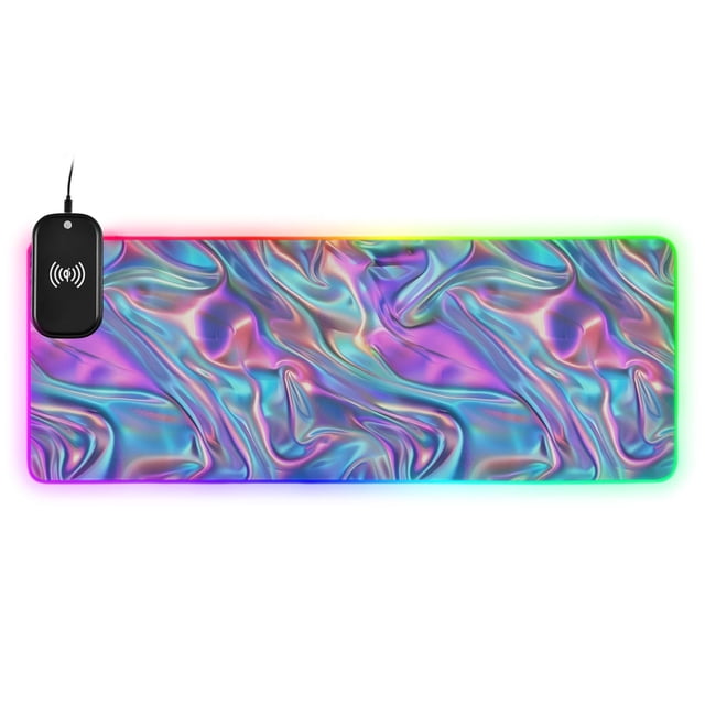 Wireless Charging Mouse Pad Large RGB Gaming Desk Mat 13 Light Modes ...