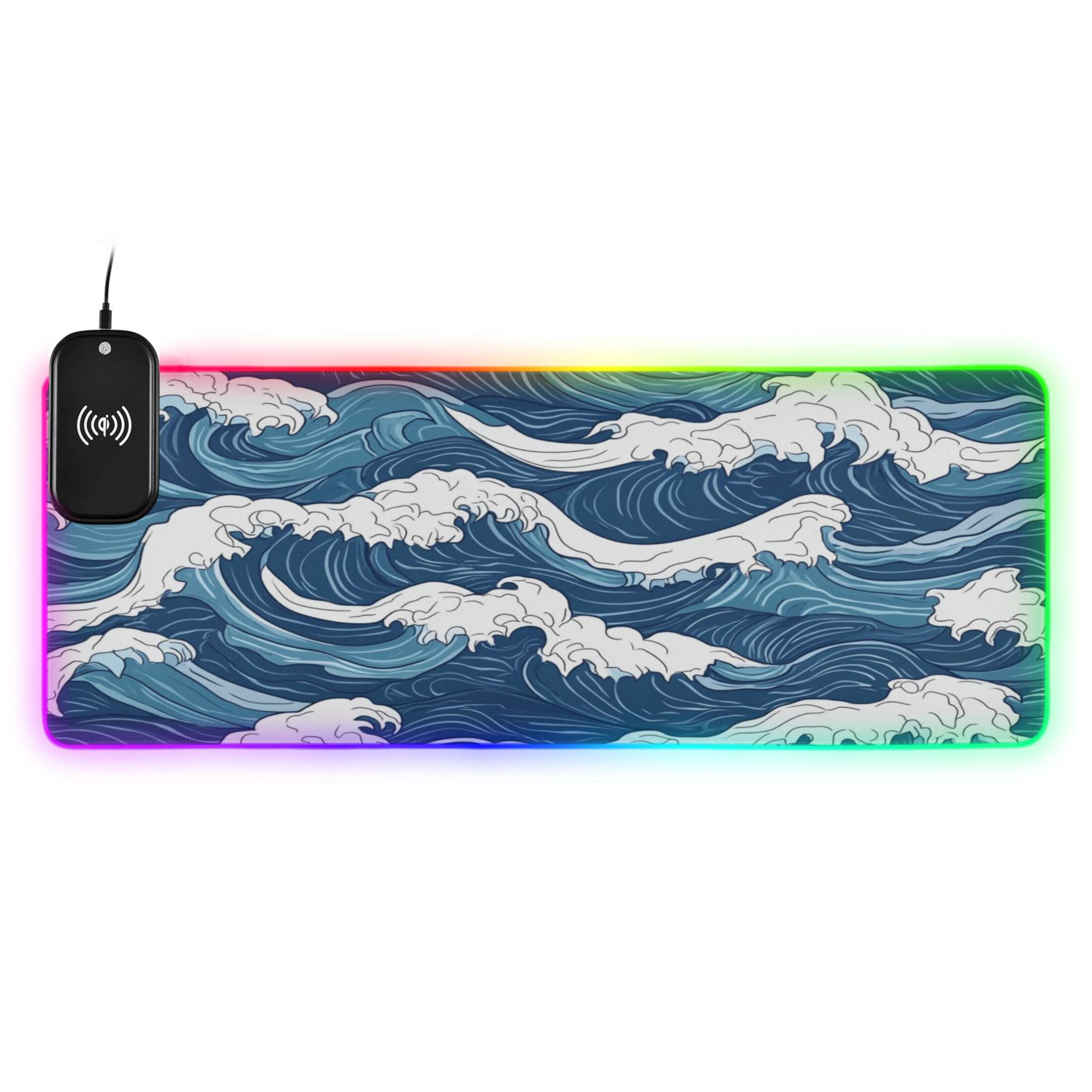 Wireless Charging Mouse Pad Large RGB Gaming Desk Mat 13 Light Modes ...