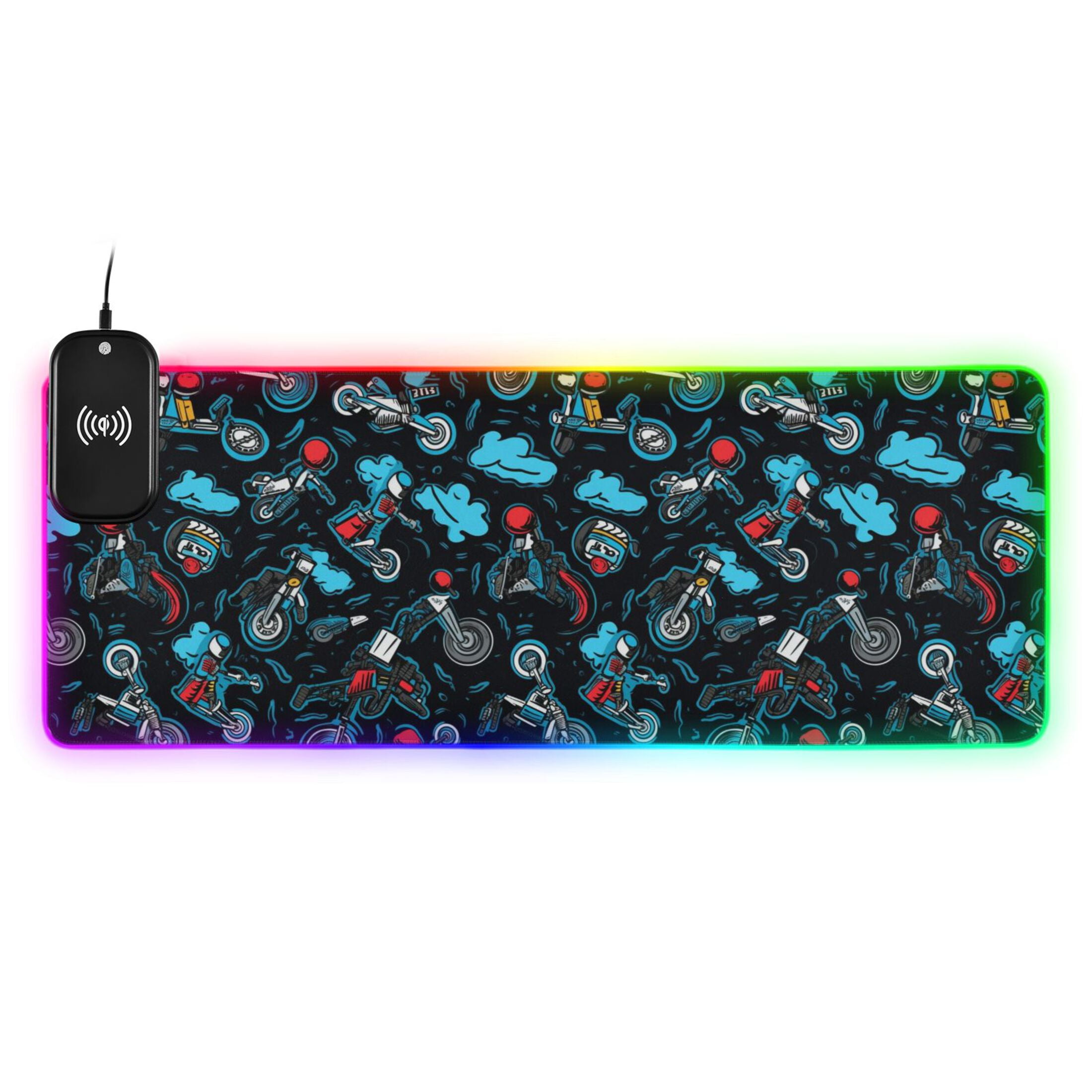 Wireless Charging Mouse Pad Large RGB Gaming Desk Mat 13 Light Modes ...