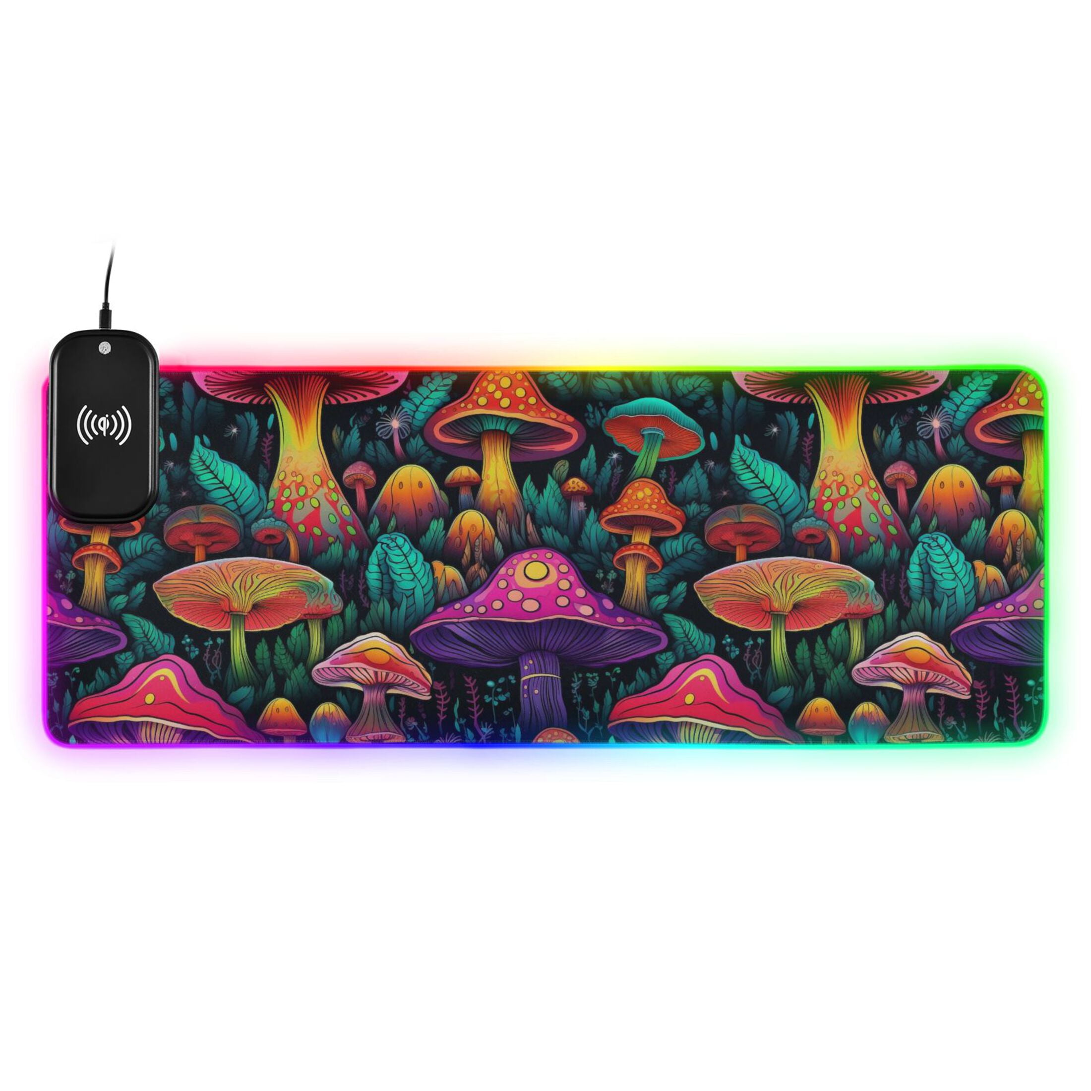 Wireless Charging Mouse Pad Large RGB Gaming Desk Mat 13 Light Modes ...