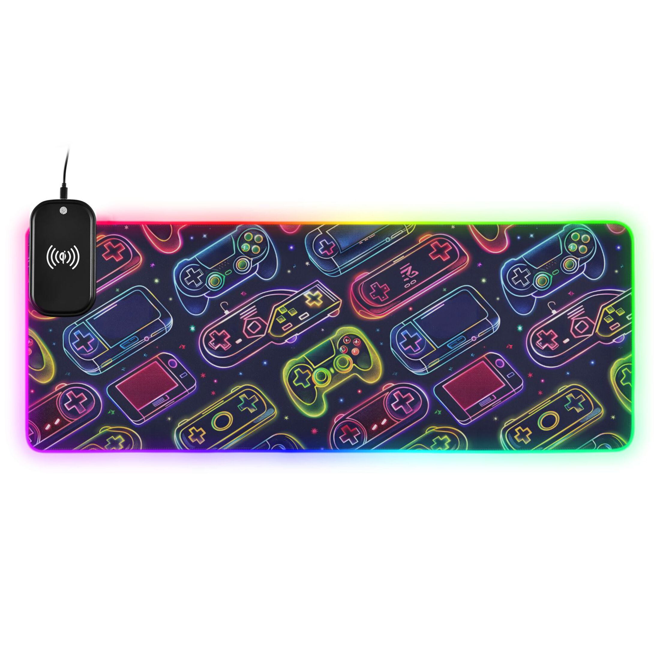 Wireless Charging Mouse Pad Large RGB Gaming Desk Mat 13 Light Modes ...