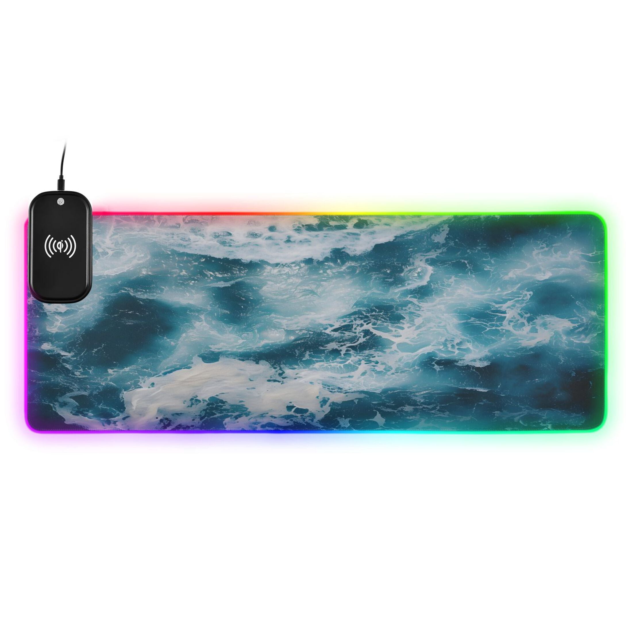 Wireless Charging Mouse Pad Large RGB Gaming Desk Mat 13 Light Modes ...
