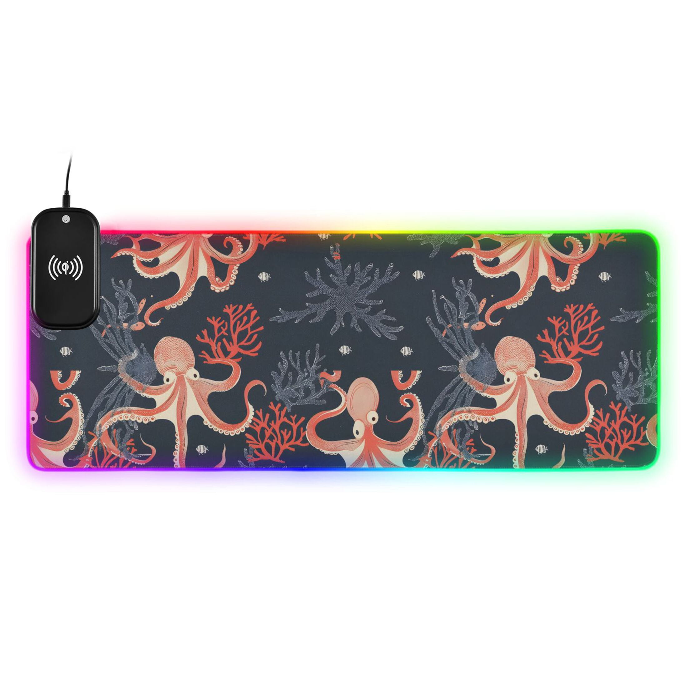 Wireless Charging Mouse Pad Large RGB Gaming Desk Mat 13 Light Modes ...