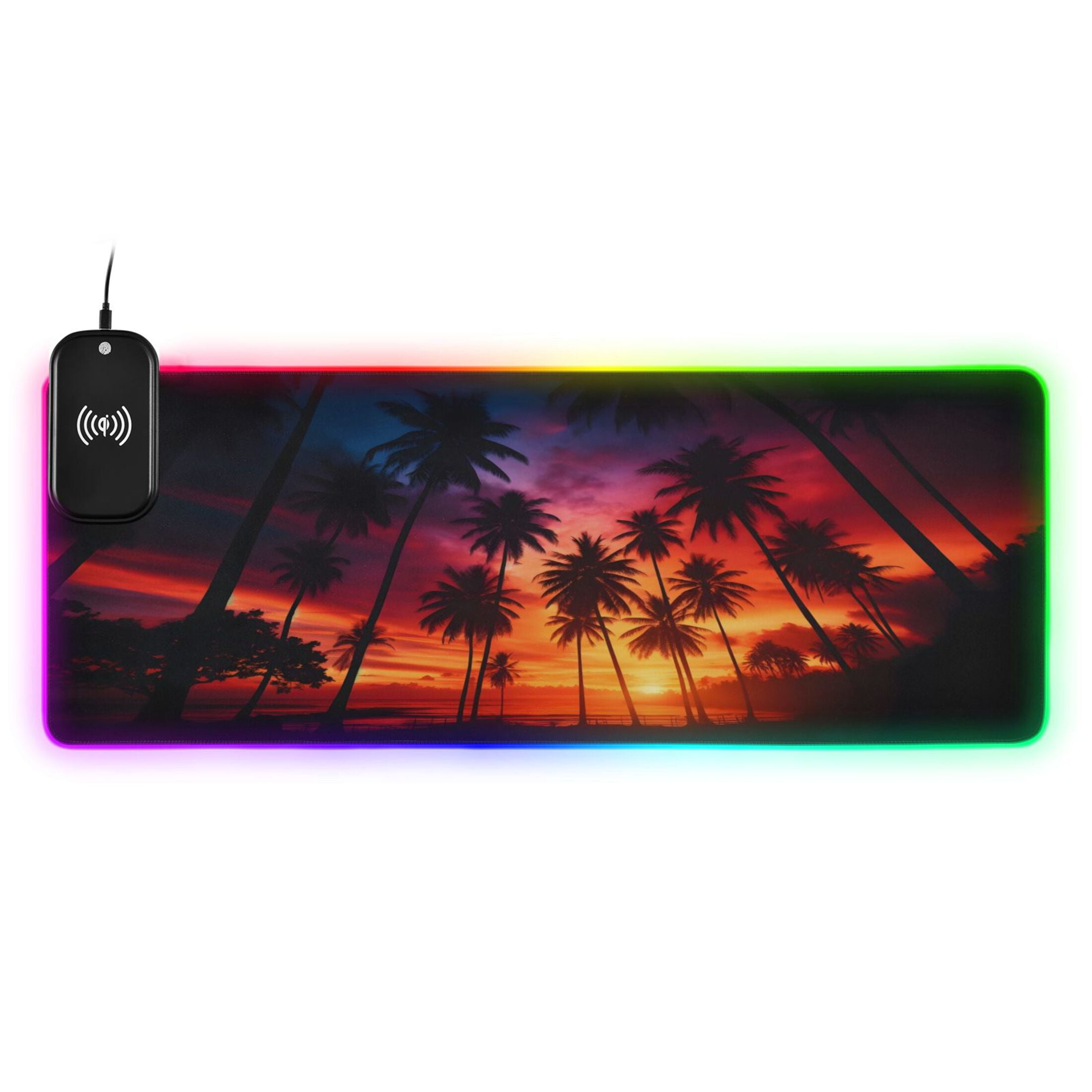 Wireless Charging Mouse Pad Large RGB Gaming Desk Mat 13 Light Modes ...