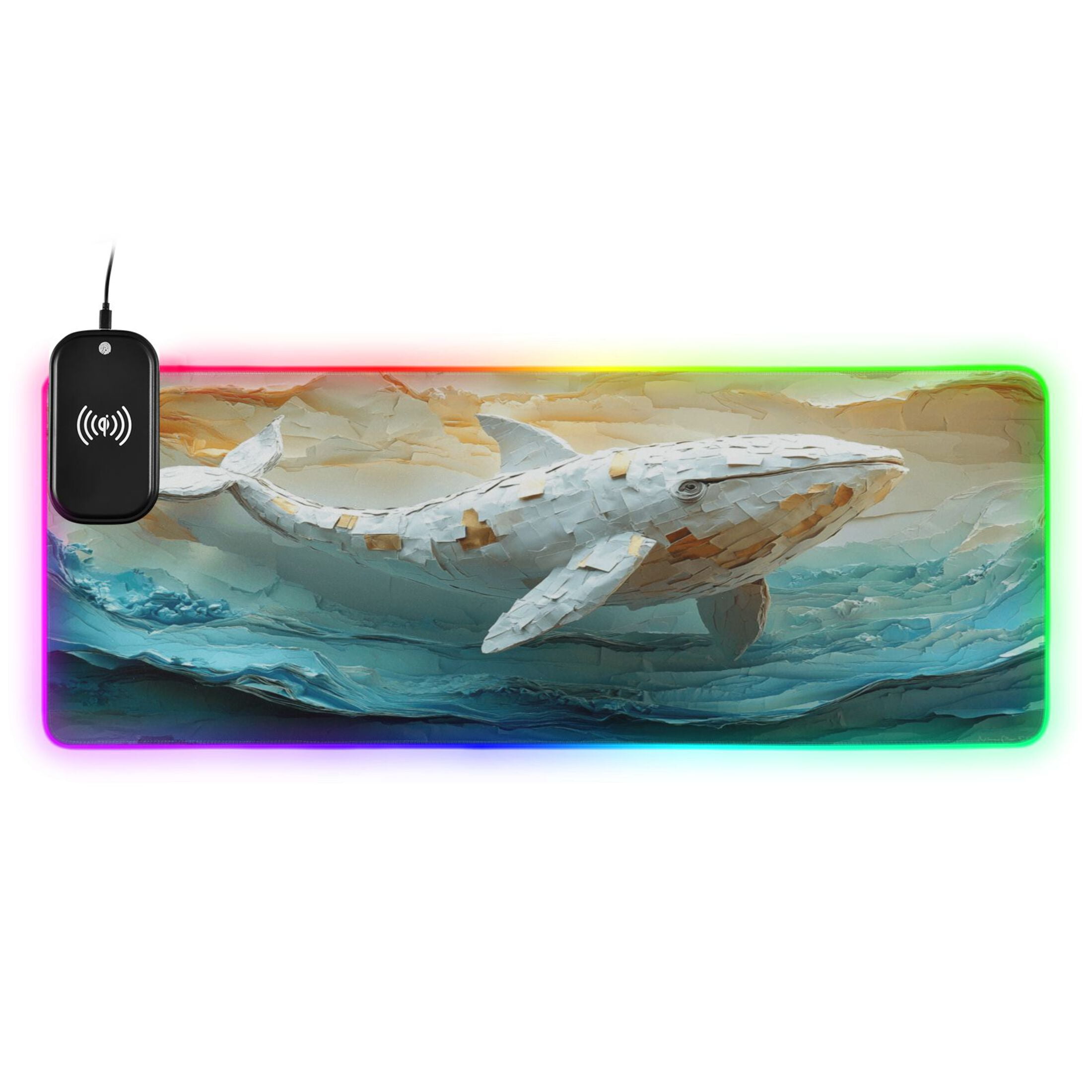 Wireless Charging Mouse Pad Large RGB Gaming Desk Mat 13 Light Modes ...