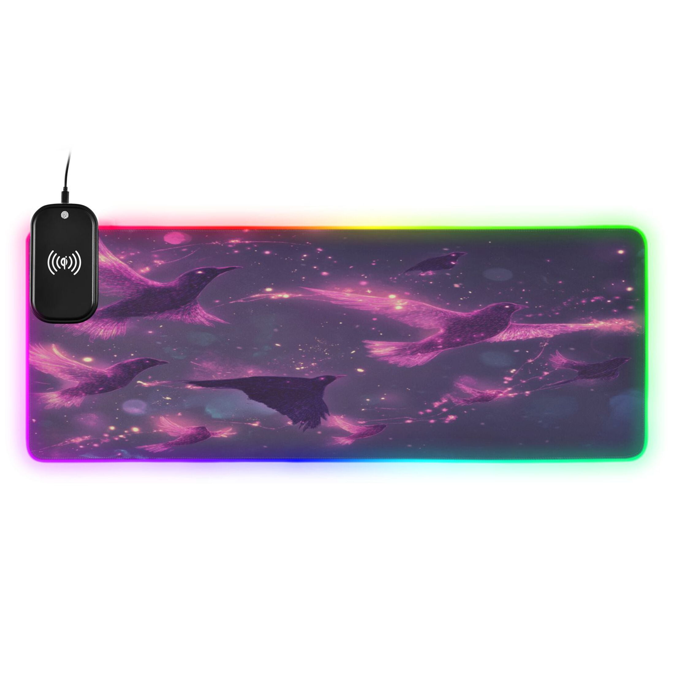 Wireless Charging Mouse Pad Large RGB Gaming Desk Mat 13 Light Modes ...