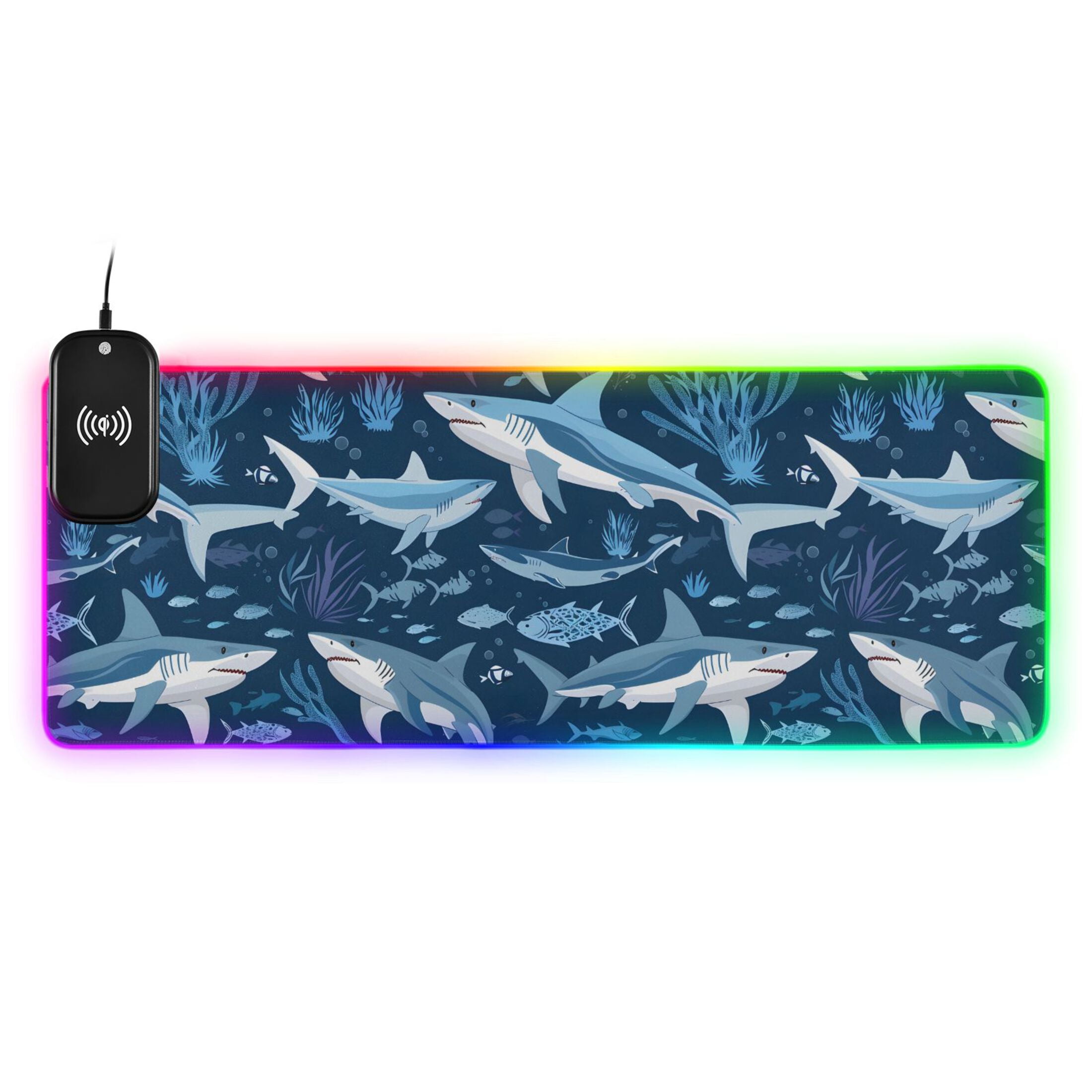 Wireless Charging Mouse Pad Large RGB Gaming Desk Mat 13 Light Modes ...