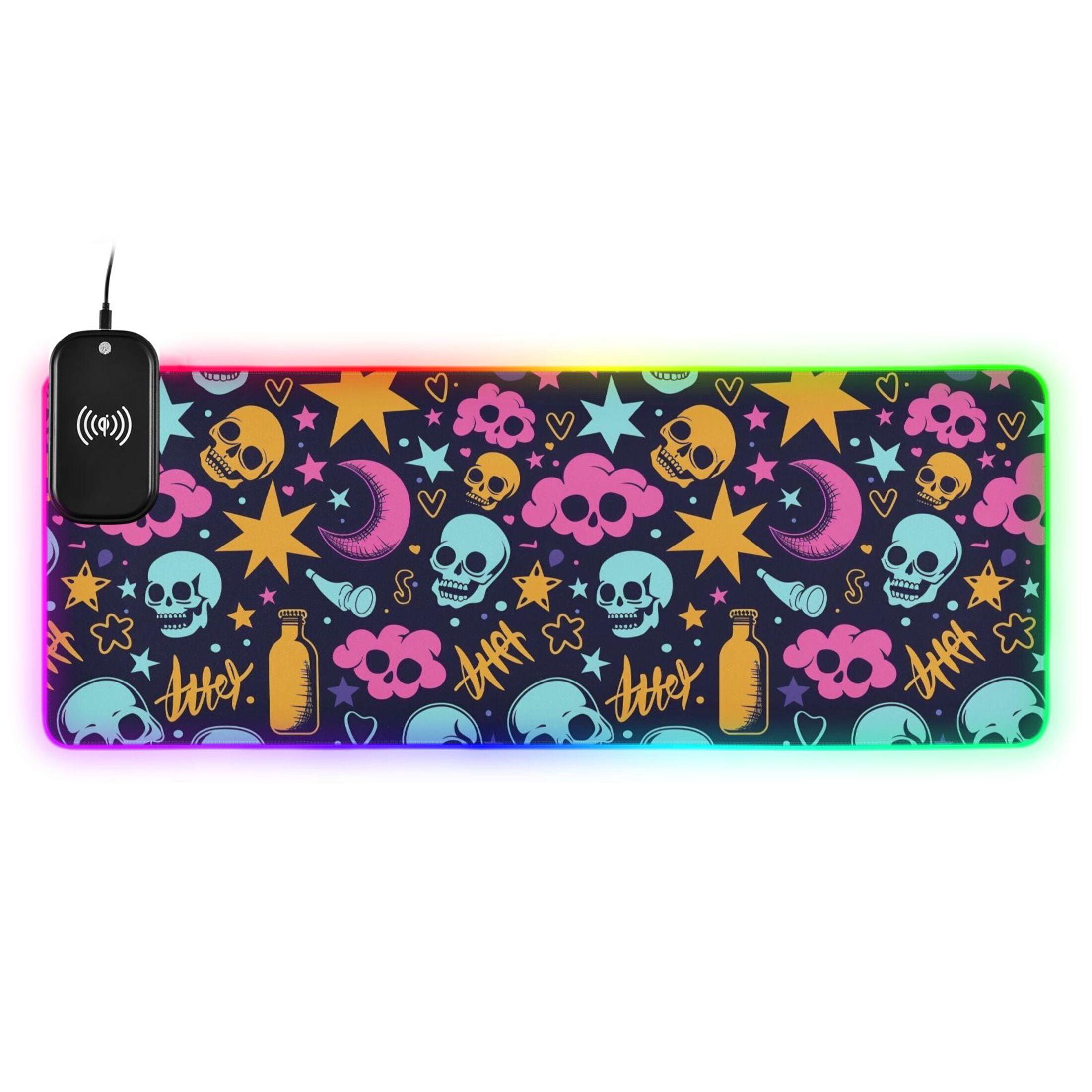 Wireless Charging Mouse Pad Large RGB Gaming Desk Mat 13 Light Modes ...