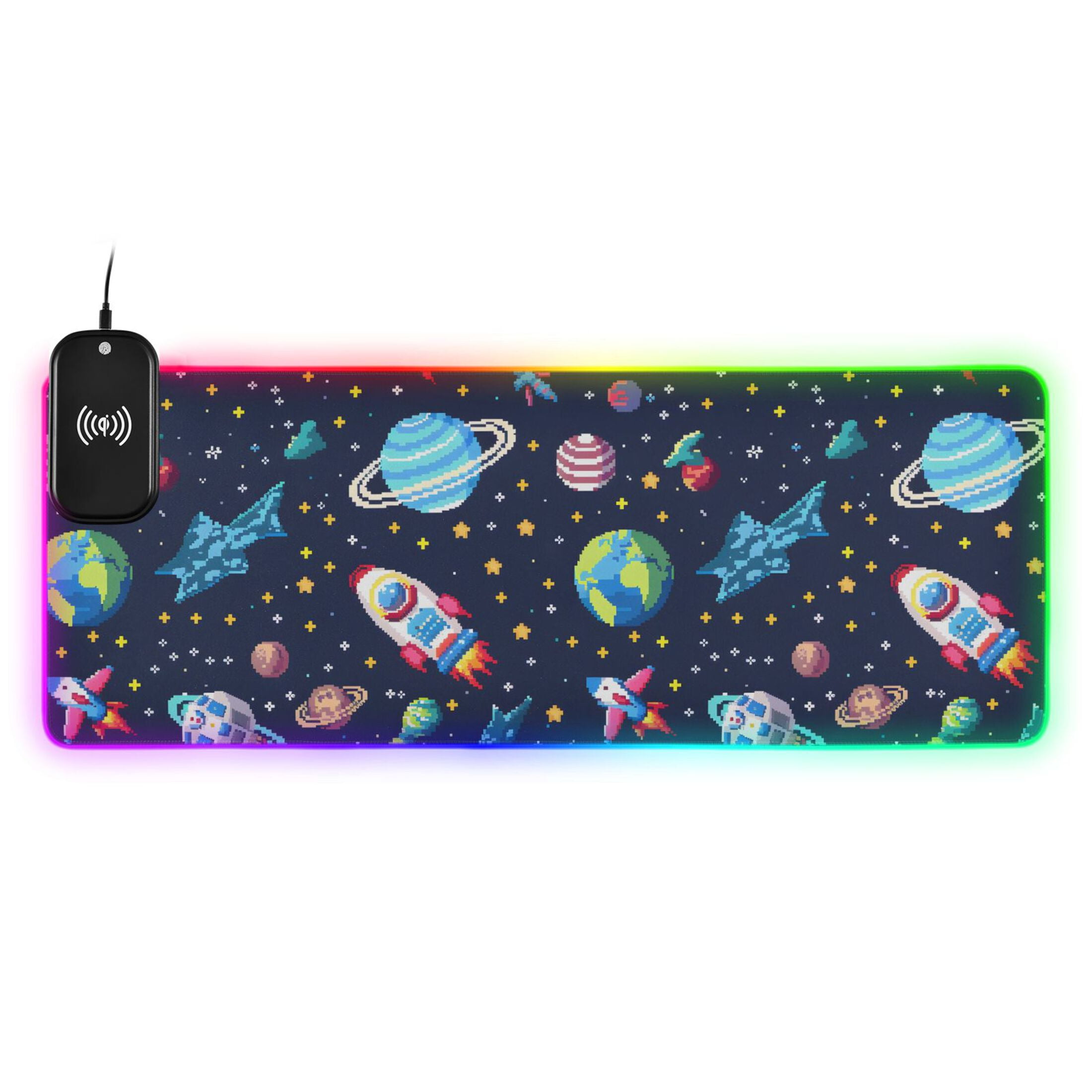 Wireless Charging Mouse Pad Large RGB Gaming Desk Mat 13 Light Modes ...