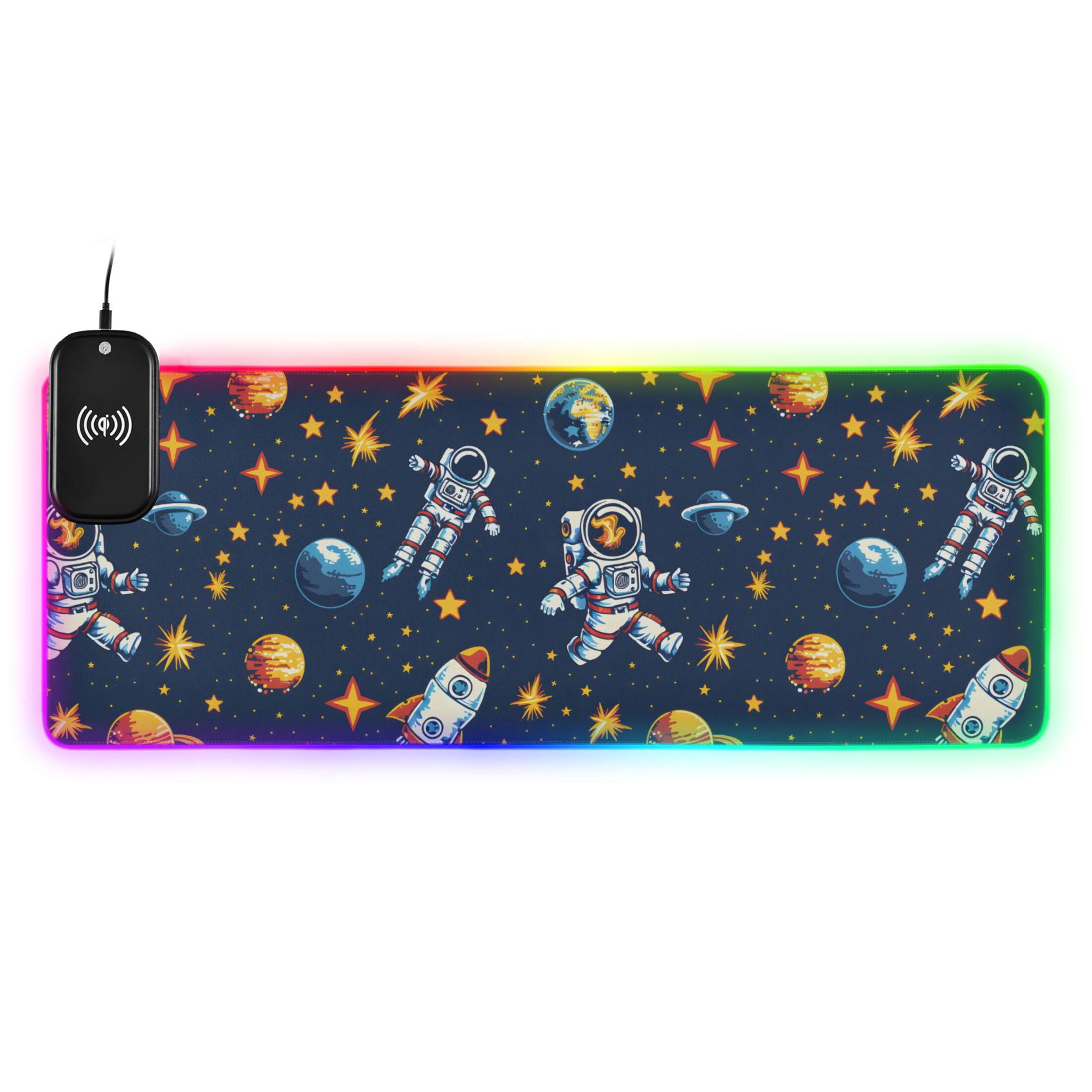 Wireless Charging Mouse Pad Large RGB Gaming Desk Mat 13 Light Modes ...