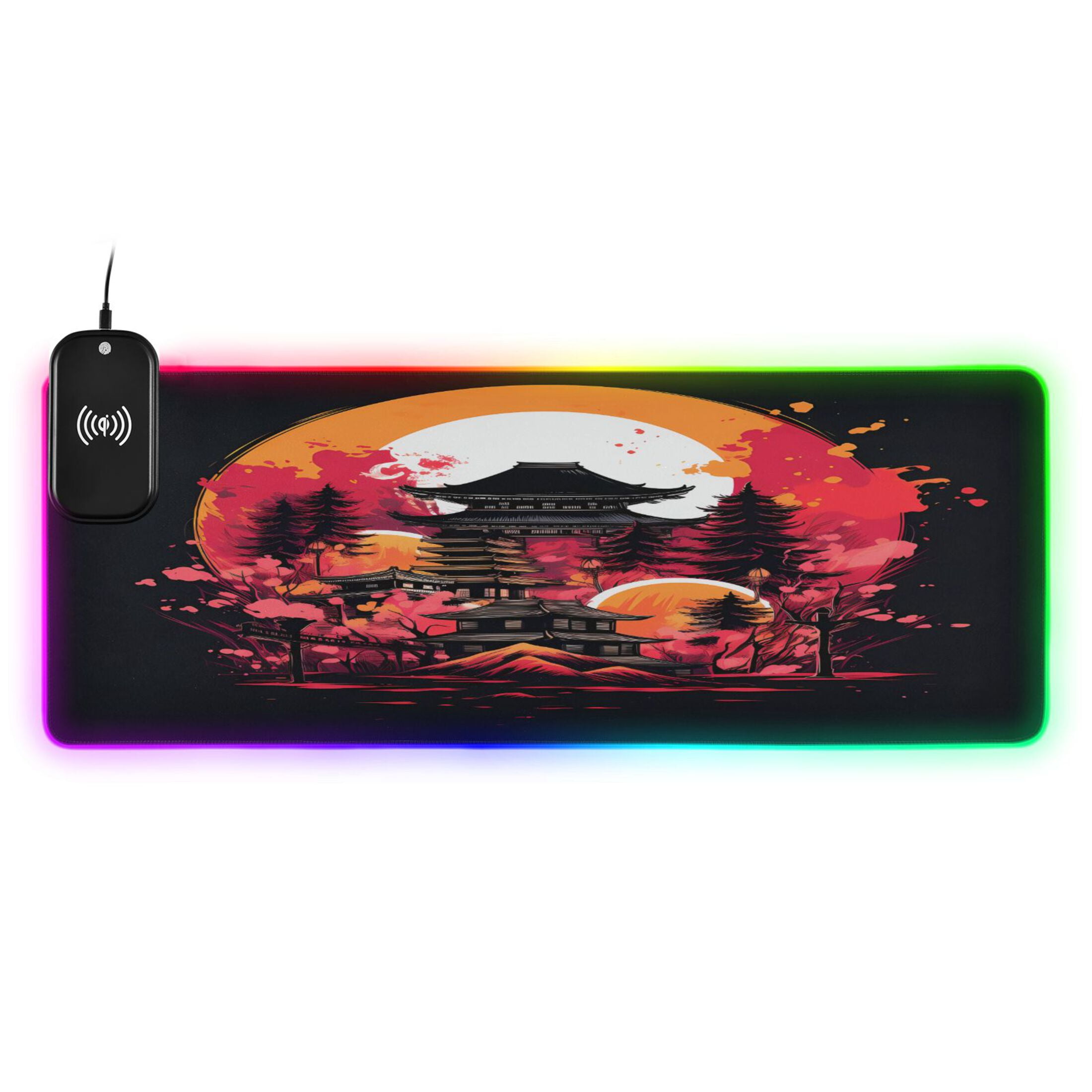 Wireless Charging Mouse Pad Large RGB Gaming Desk Mat 13 Light Modes ...