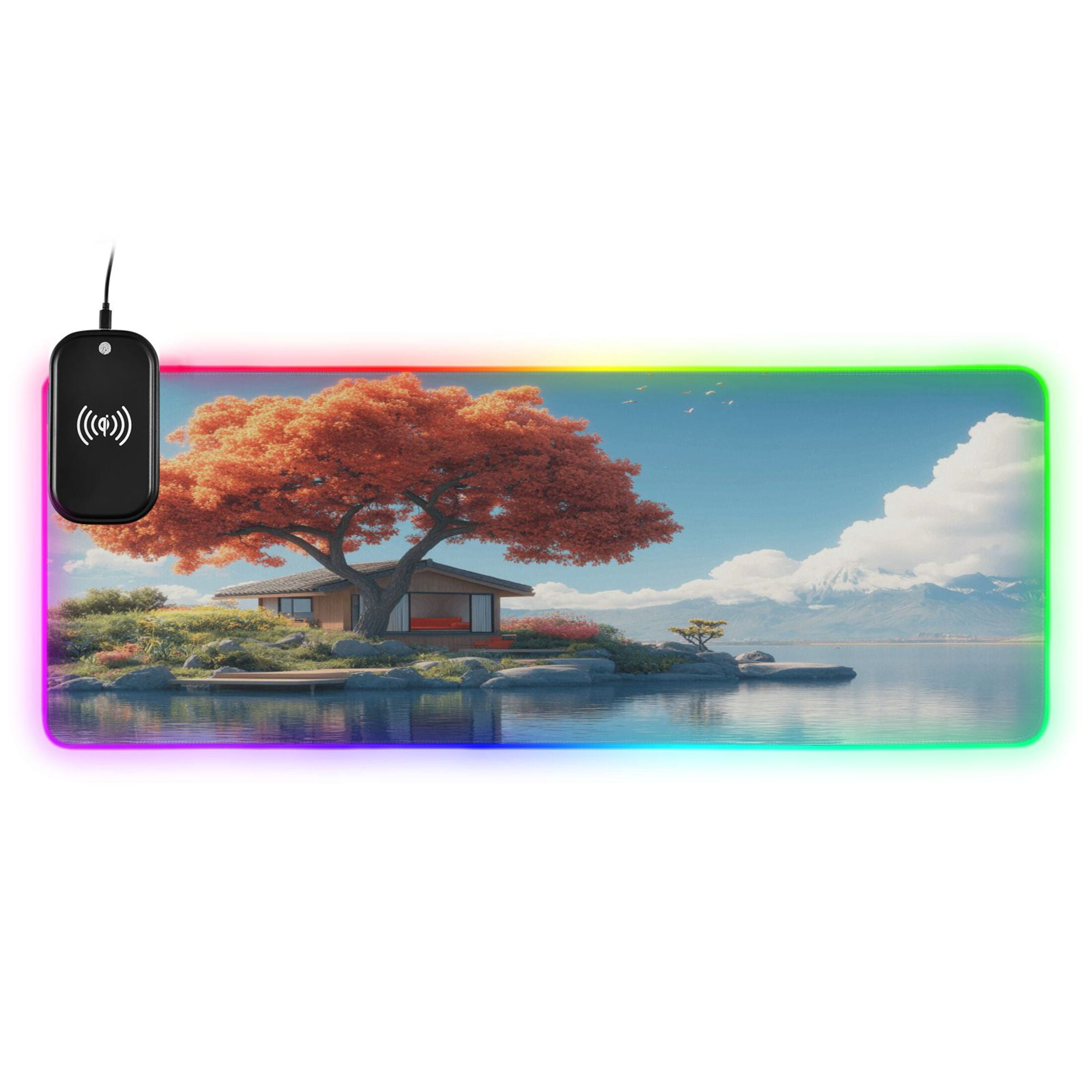 Wireless Charging Mouse Pad Large RGB Gaming Desk Mat 13 Light Modes ...