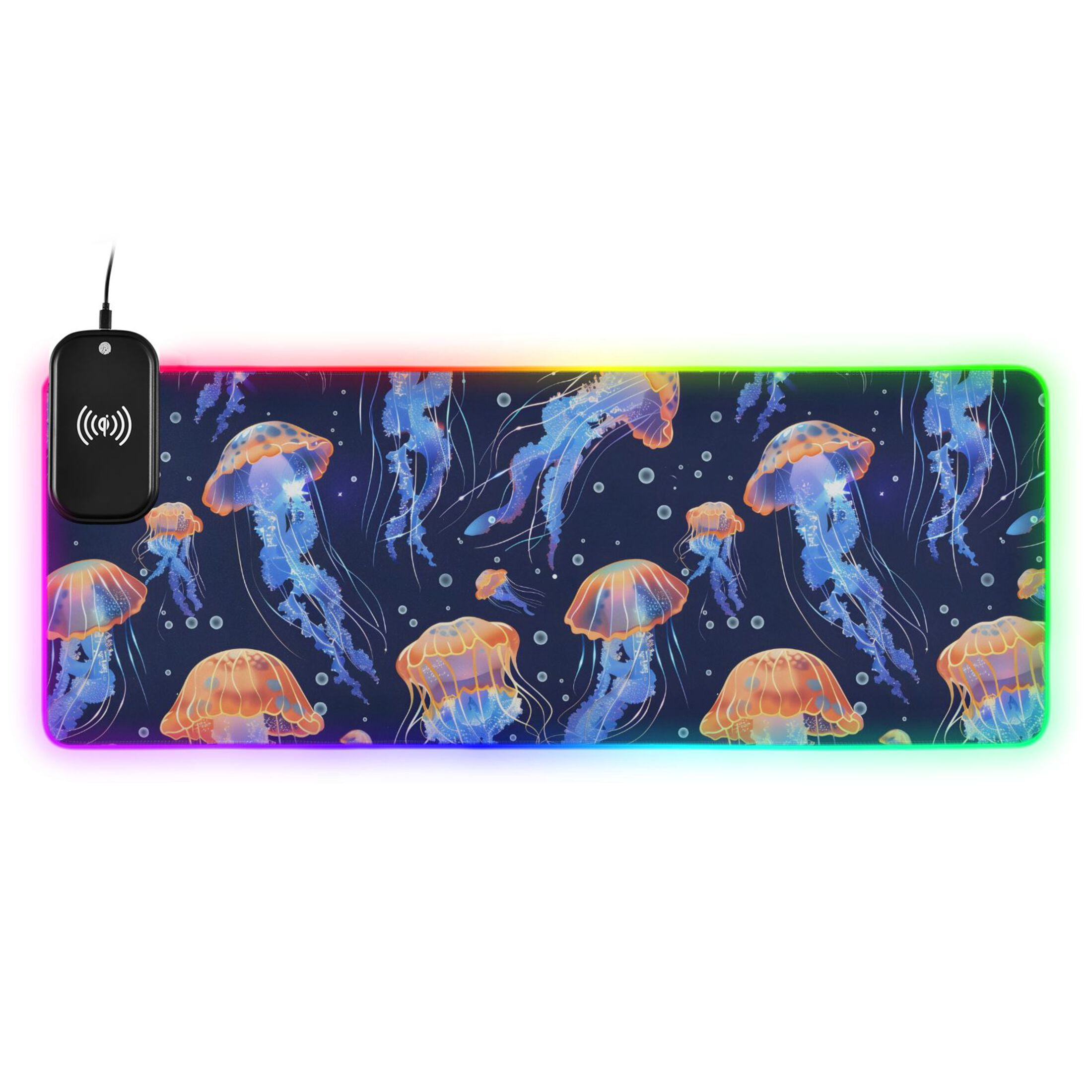 Wireless Charging Mouse Pad Large RGB Gaming Desk Mat 13 Light Modes Mousepad 35.4x15.7 ...