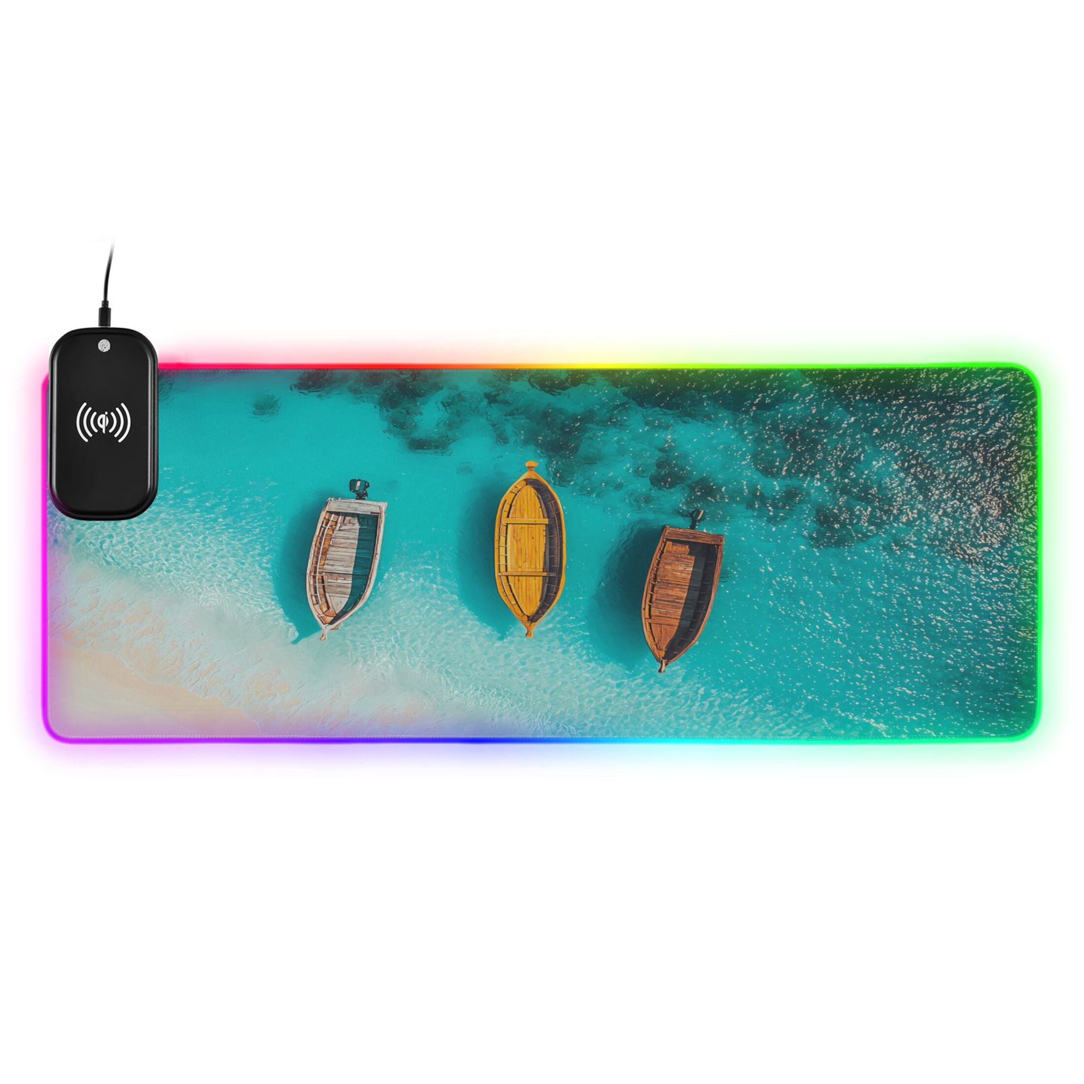 Wireless Charging Mouse Pad Large RGB Gaming Desk Mat 13 Light Modes ...
