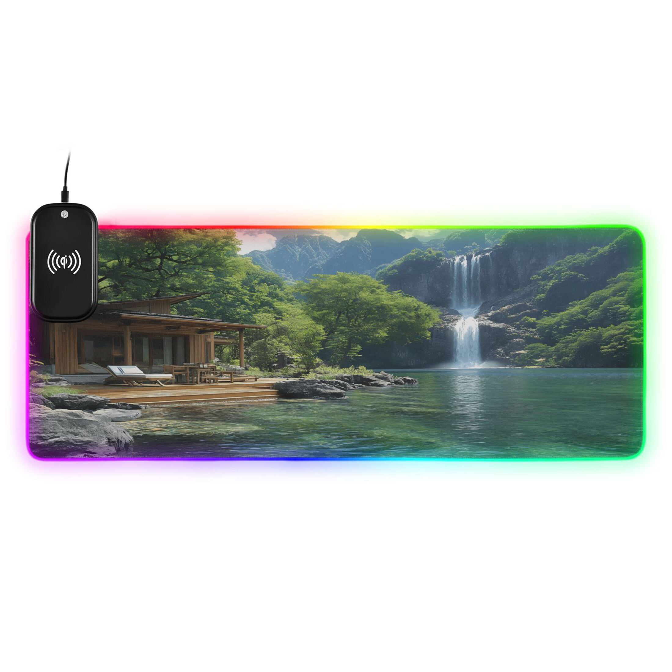 Wireless Charging Mouse Pad Large RGB Gaming Desk Mat 13 Light Modes ...