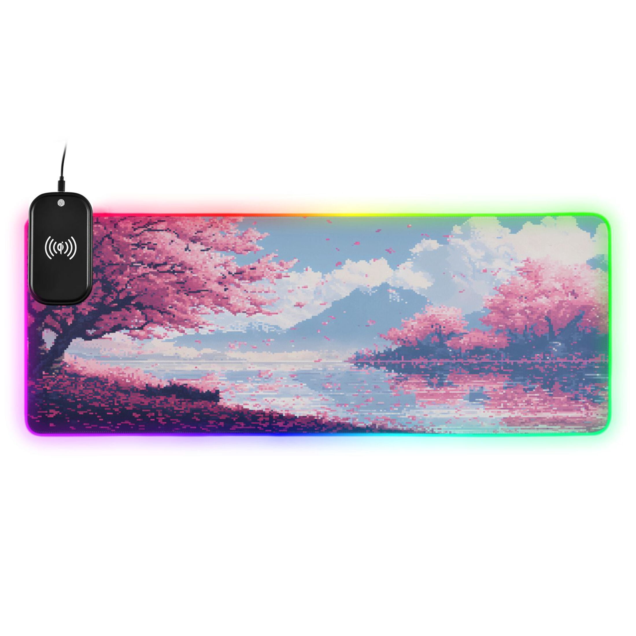 Wireless Charging Mouse Pad Large RGB Gaming Desk Mat 13 Light Modes ...