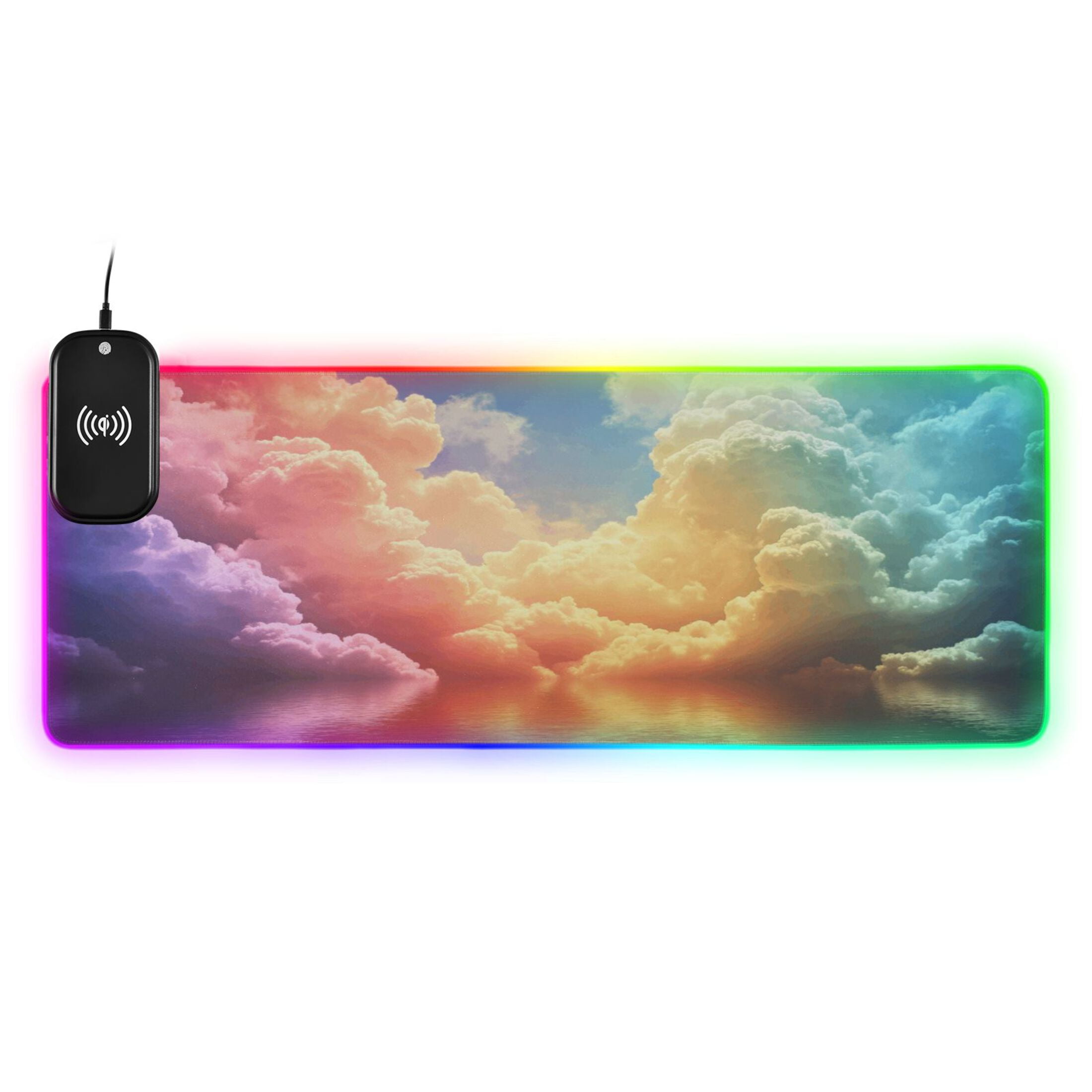 Wireless Charging Mouse Pad Large RGB Gaming Desk Mat 13 Light Modes ...