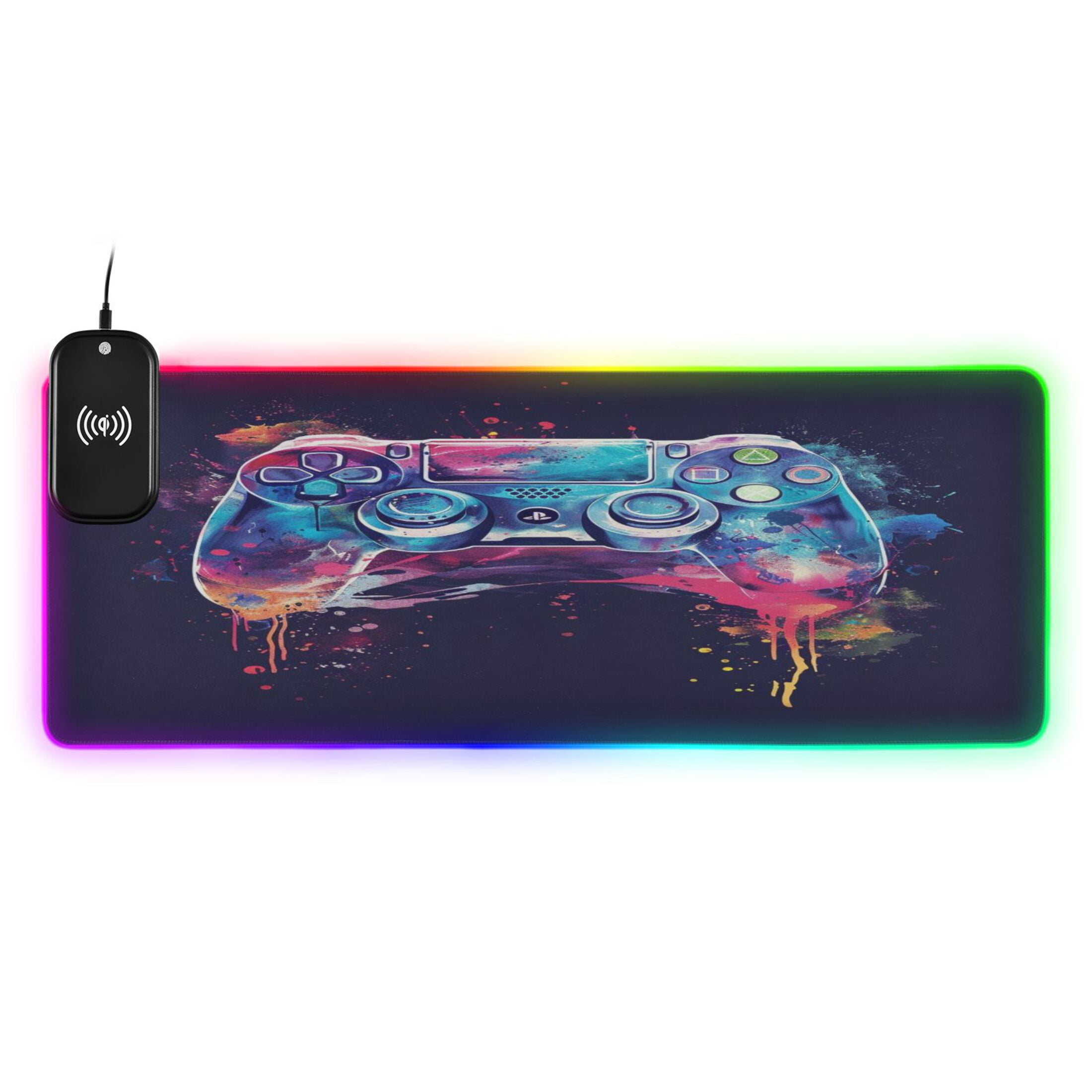Wireless Charging Mouse Pad Large RGB Gaming Desk Mat 13 Light Modes ...