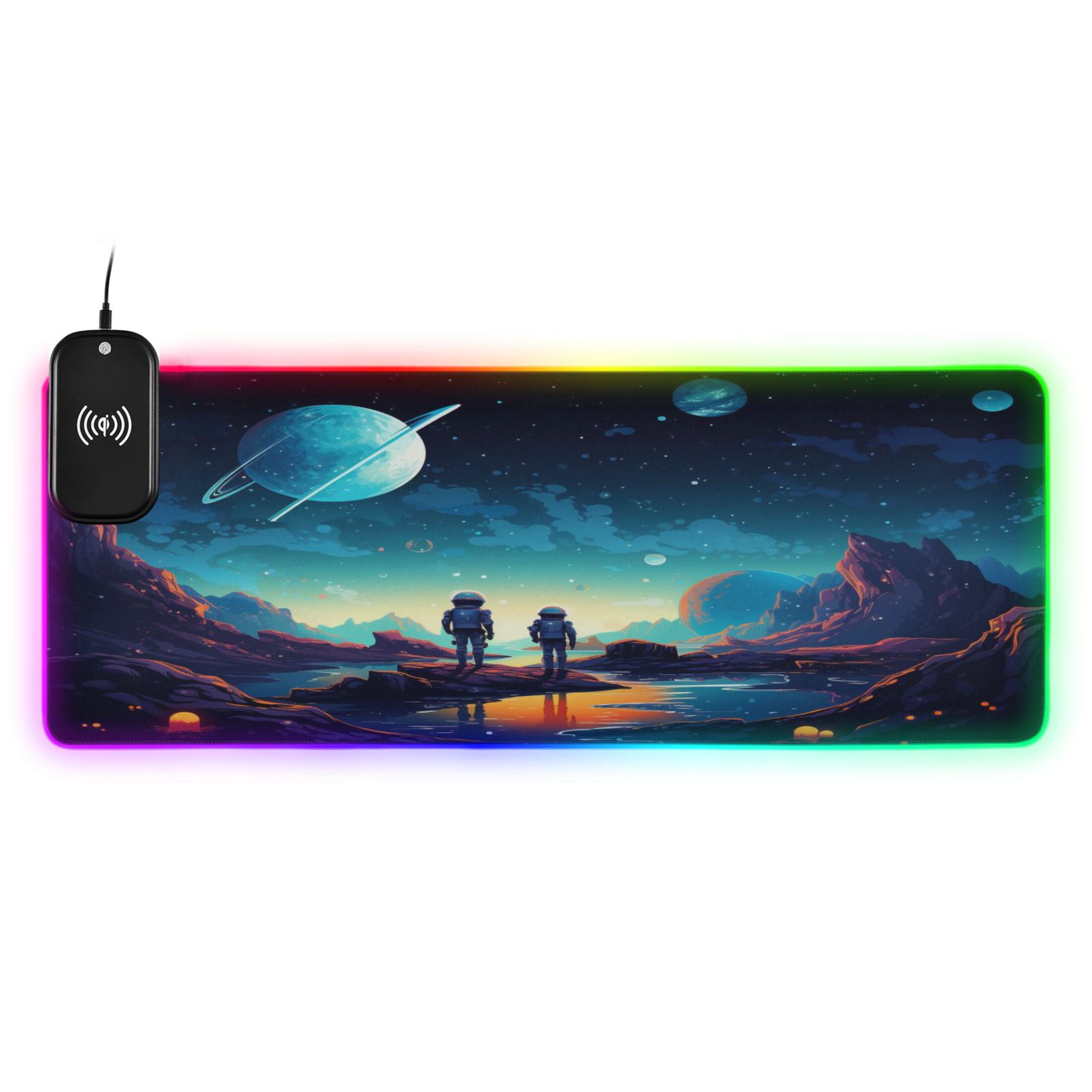 Wireless Charging Mouse Pad Large RGB Gaming Desk Mat 13 Light Modes ...