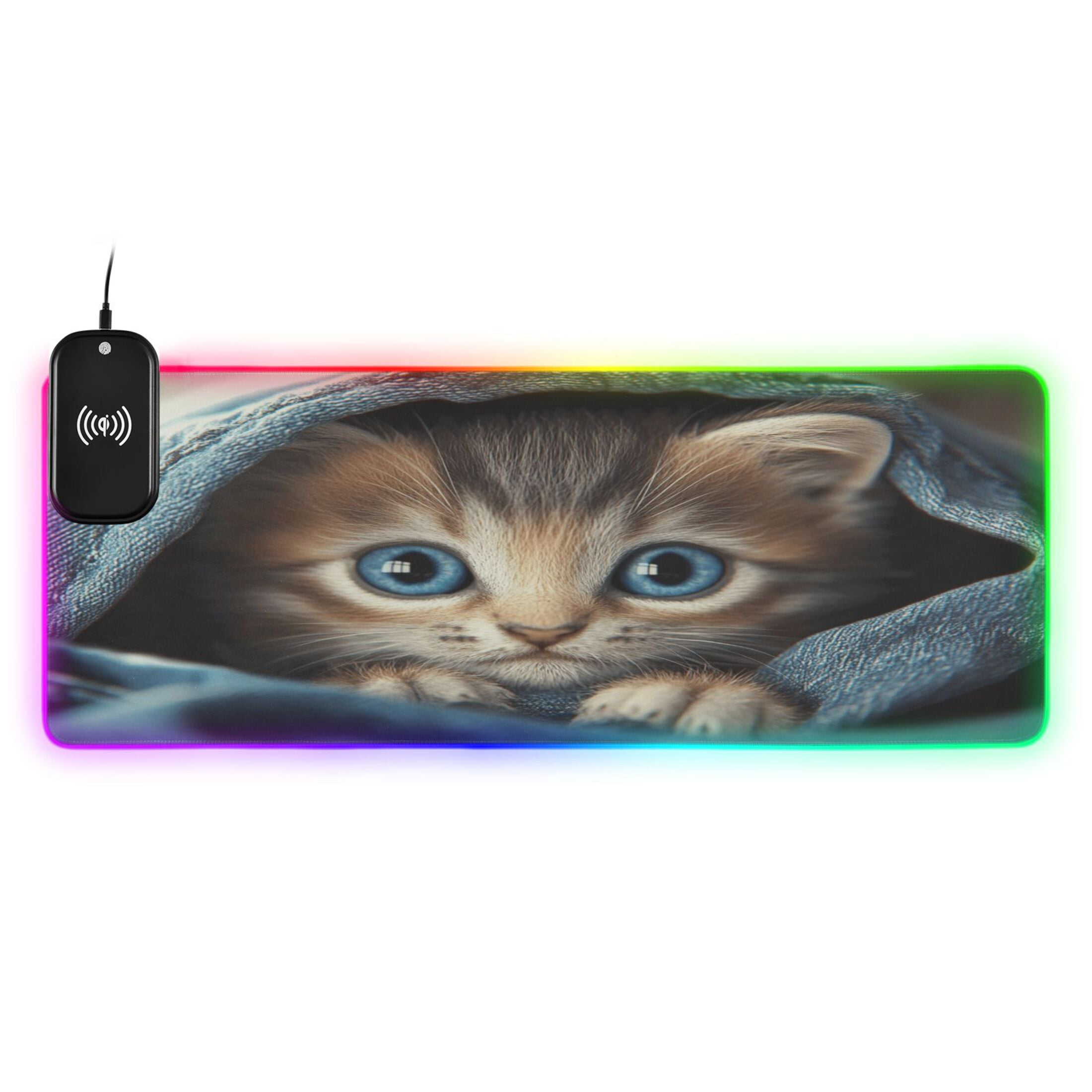 Wireless Charging Mouse Pad Large RGB Gaming Desk Mat 13 Light Modes ...