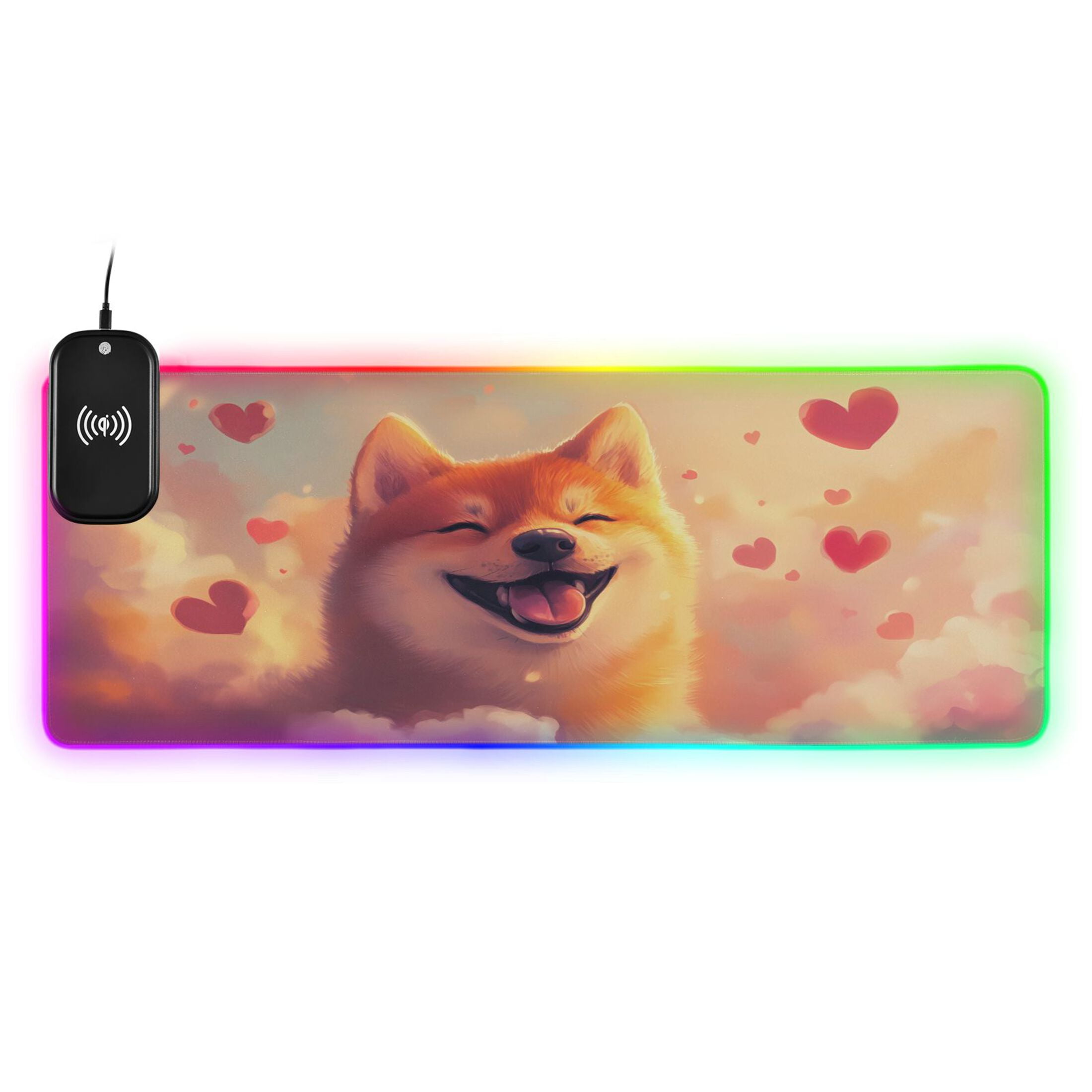 Wireless Charging Mouse Pad Large RGB Gaming Desk Mat 13 Light Modes ...