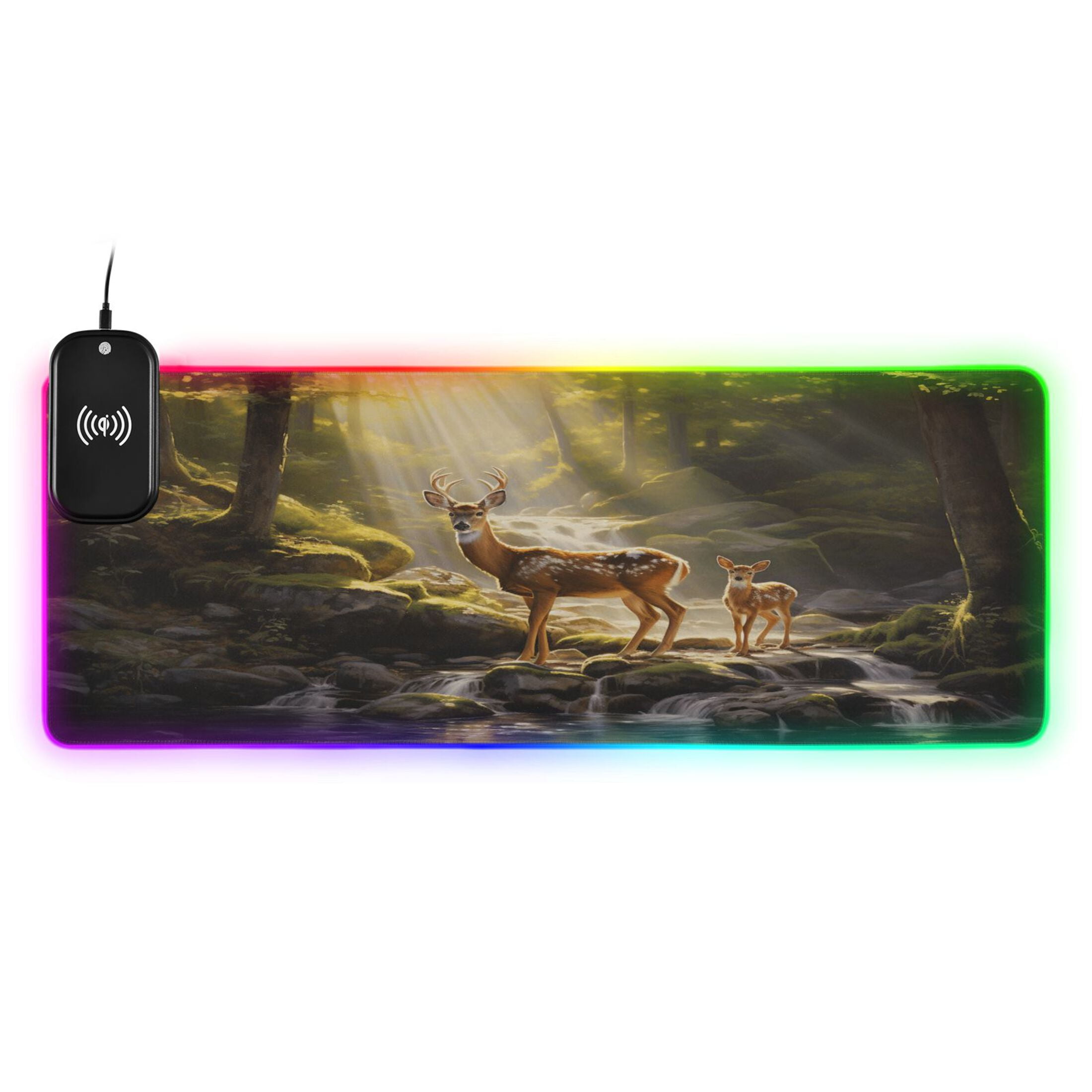 Wireless Charging Mouse Pad Large RGB Gaming Desk Mat 13 Light Modes ...