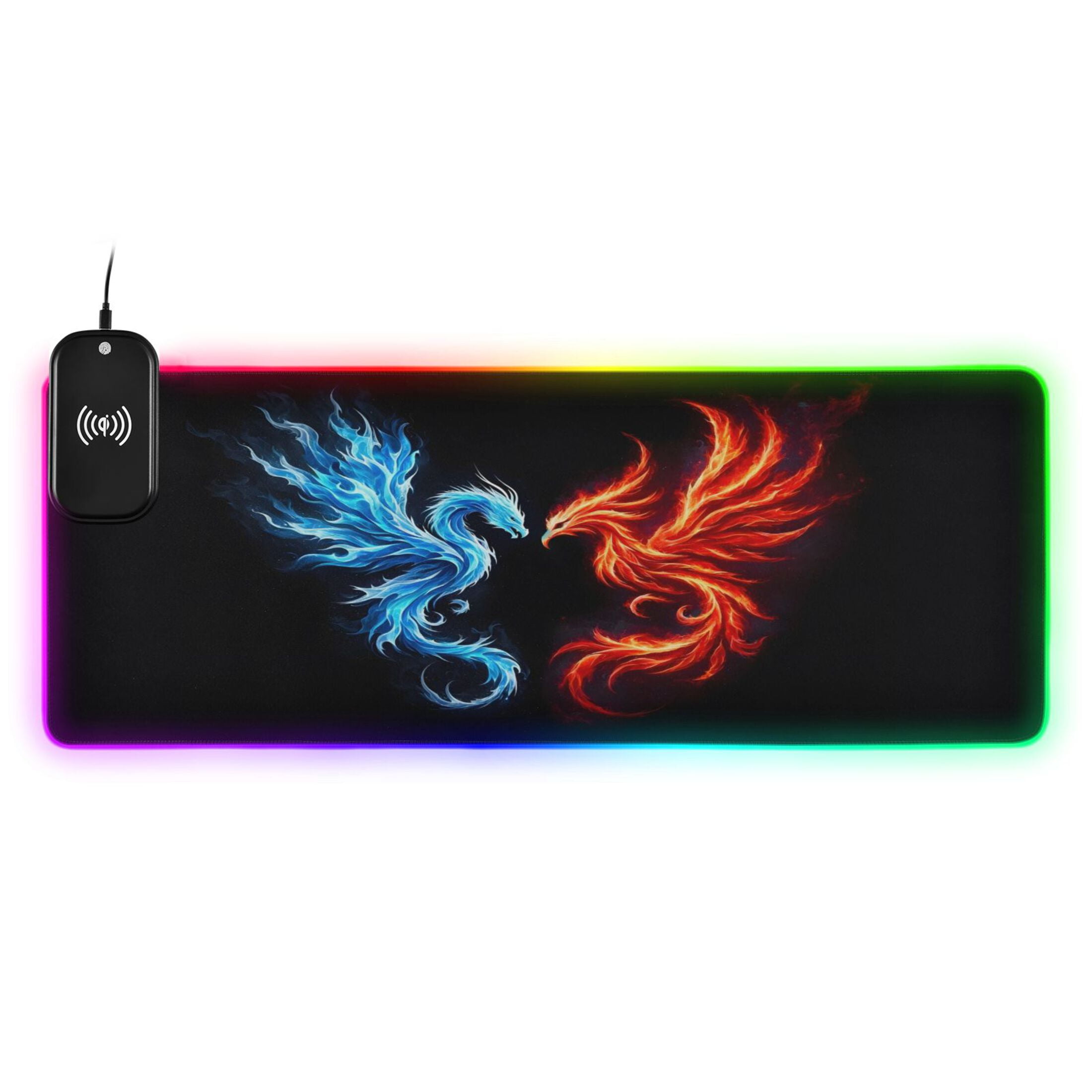 Wireless Charging Mouse Pad Large RGB Gaming Desk Mat 13 Light Modes ...
