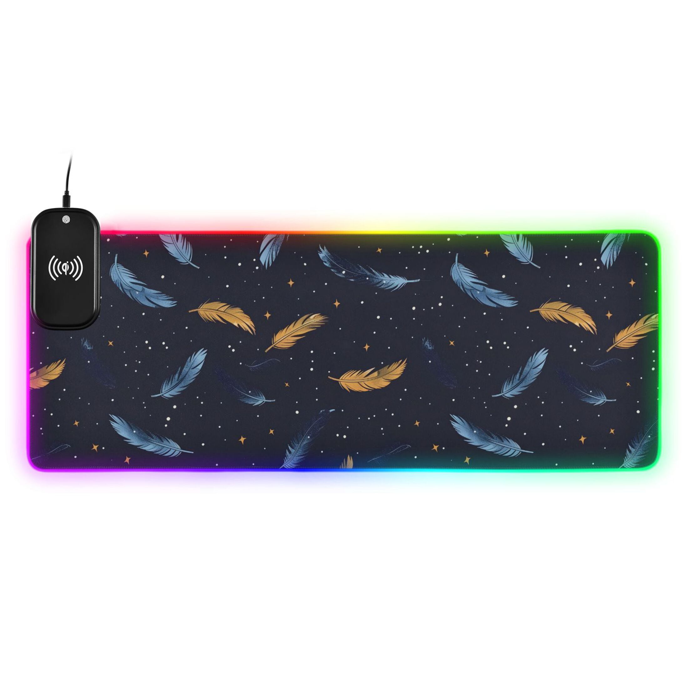 Wireless Charging Mouse Pad Large RGB Gaming Desk Mat 13 Light Modes ...