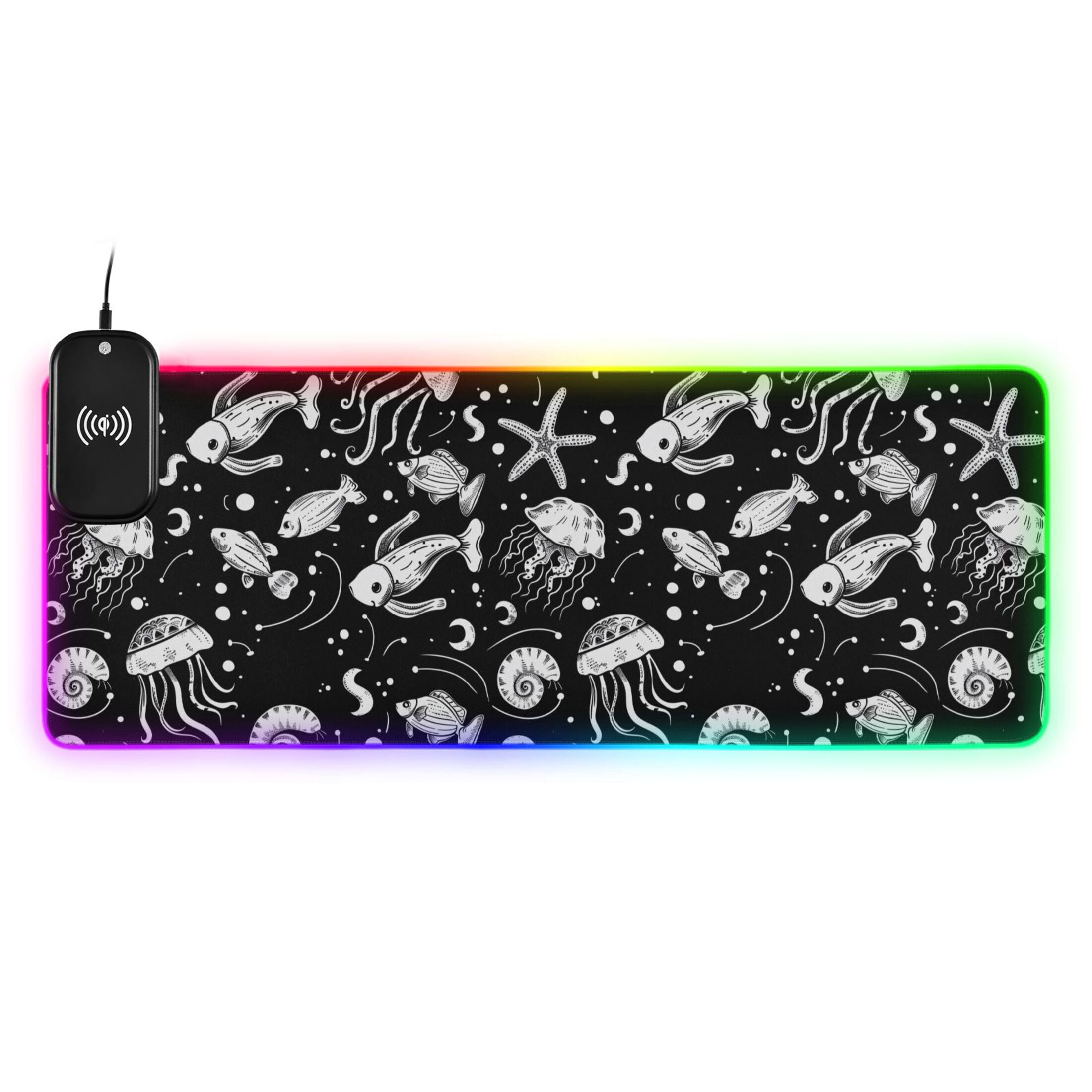 Wireless Charging Mouse Pad Large RGB Gaming Desk Mat 13 Light Modes ...